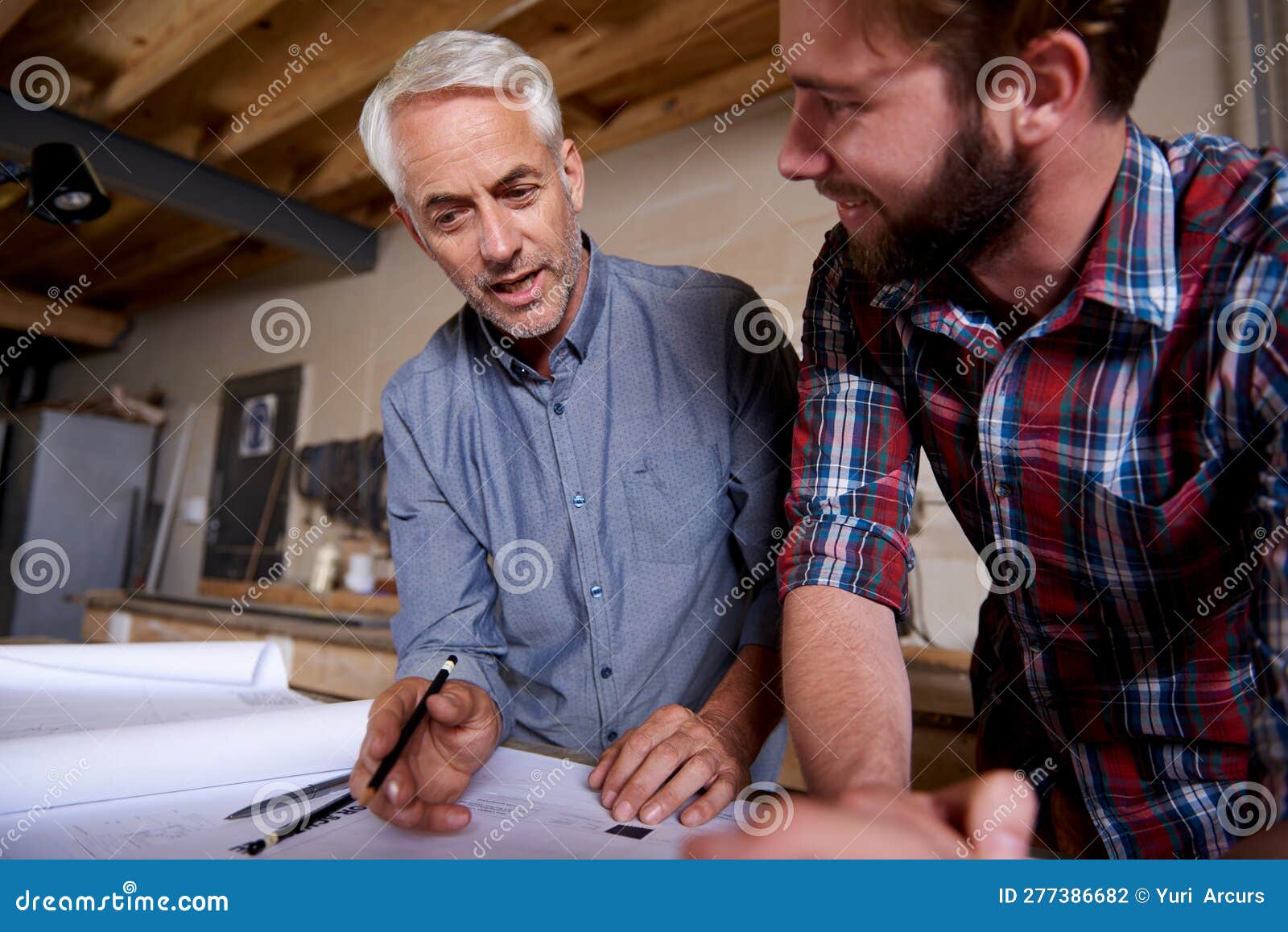 Architect Team, Blueprint Design in Workshop and Designer for ...