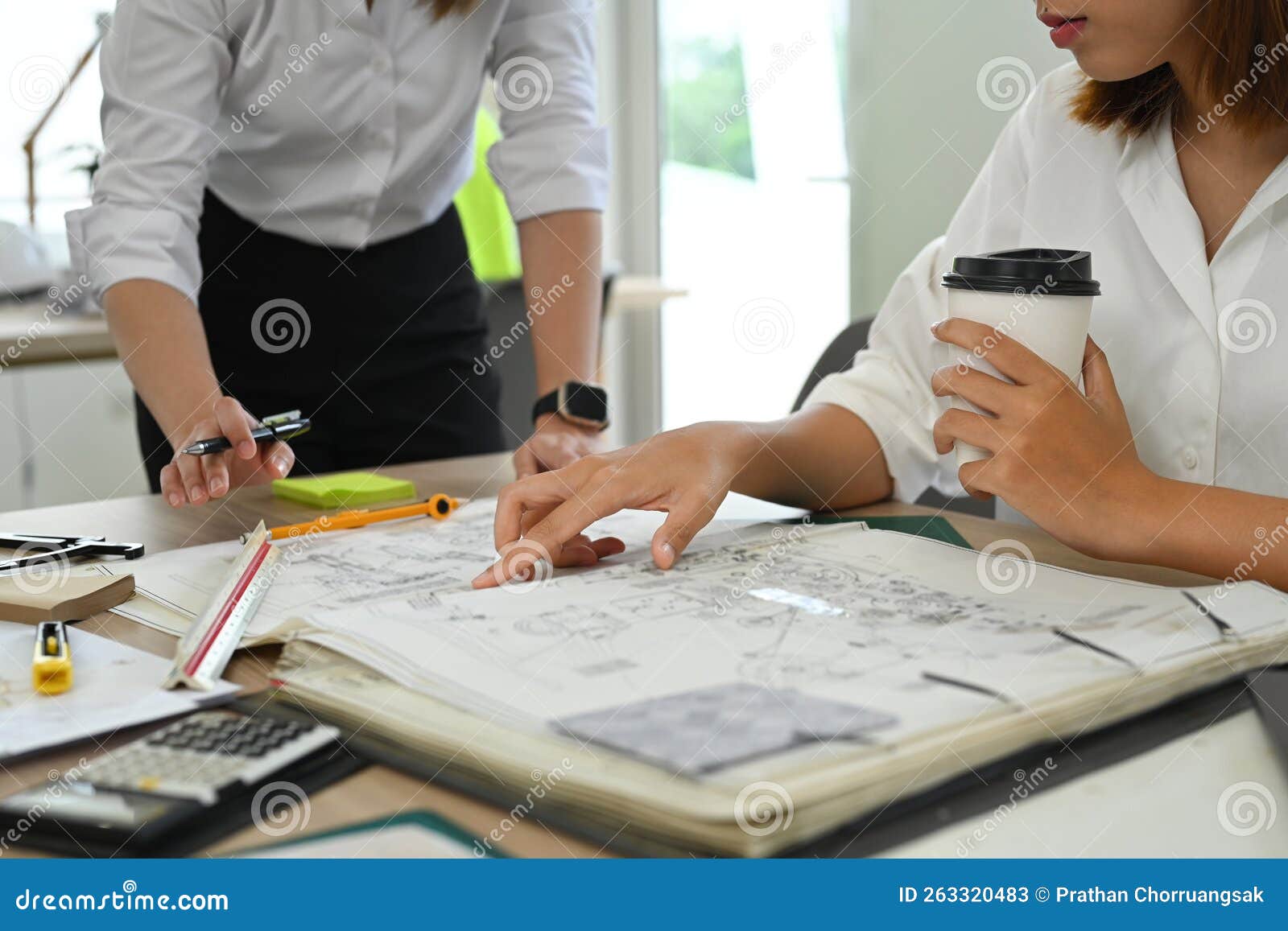 Architect Team Collaborating, Planning Development Details and Working ...