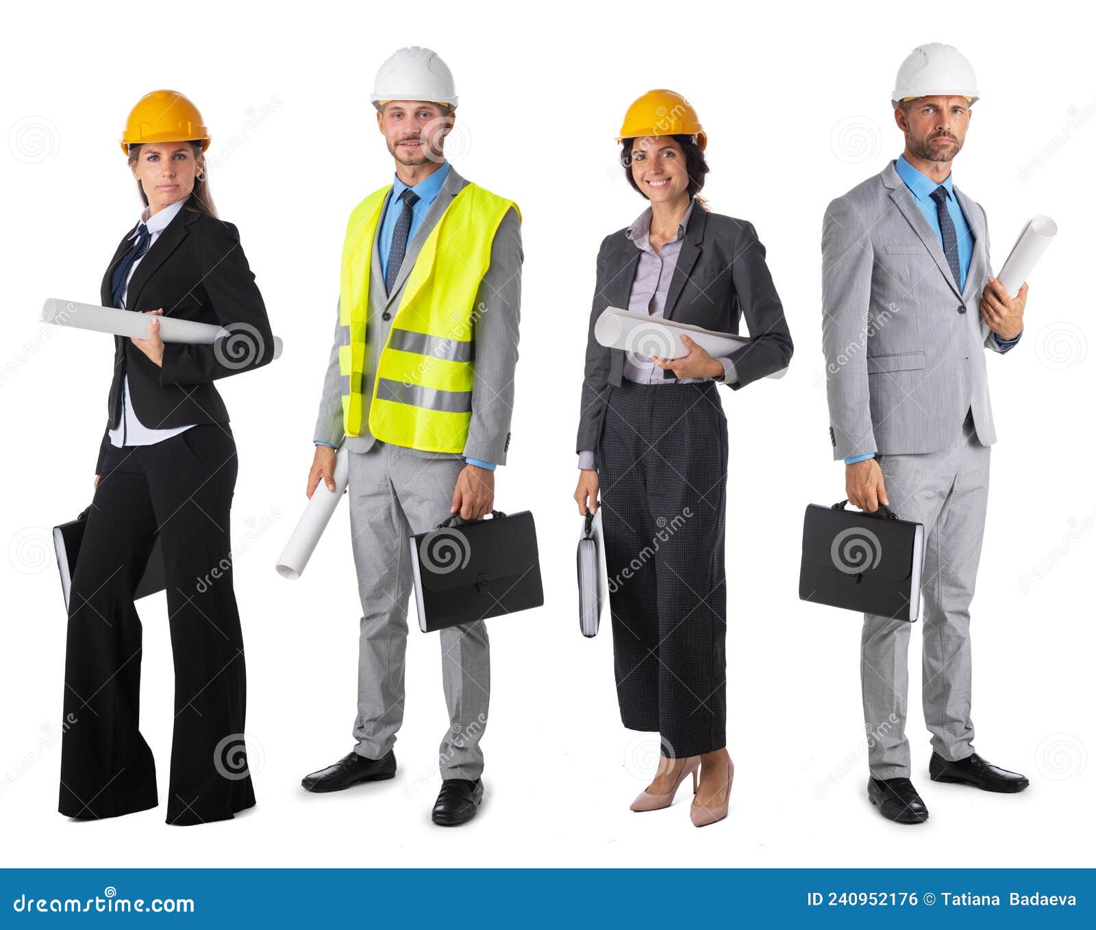 Architect Team Isolated on White Stock Photo - Image of builder ...