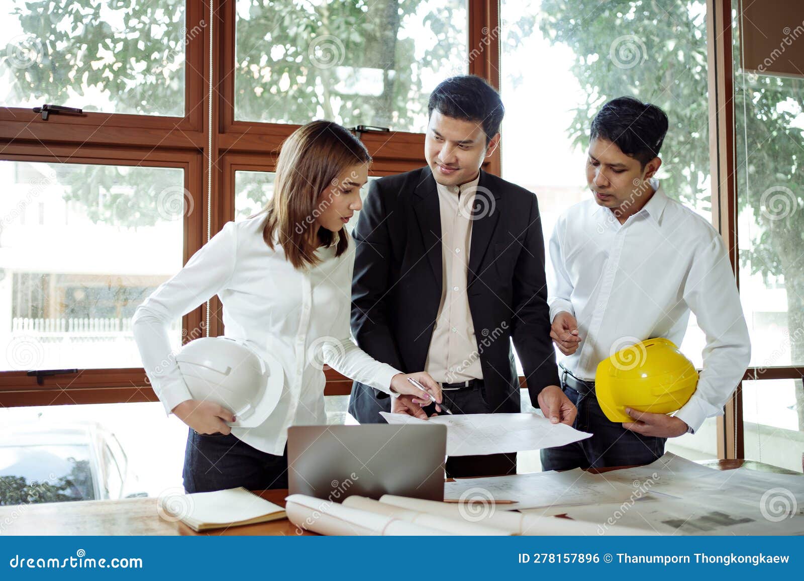 Architect Team Meeting Consult and Work for Architectural Construction ...