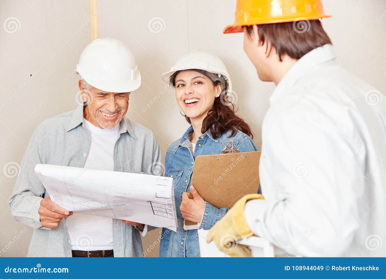 Architect Team Planning with Floorplan Stock Image - Image of architect ...