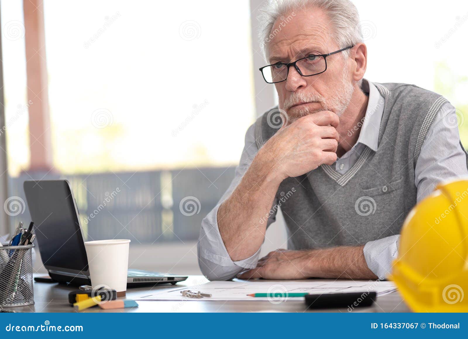 Architect Thinking about a Project Stock Image - Image of thinking ...