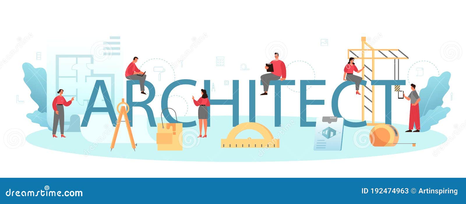 Architect Typographic Header. Idea of Building Project Stock Vector ...