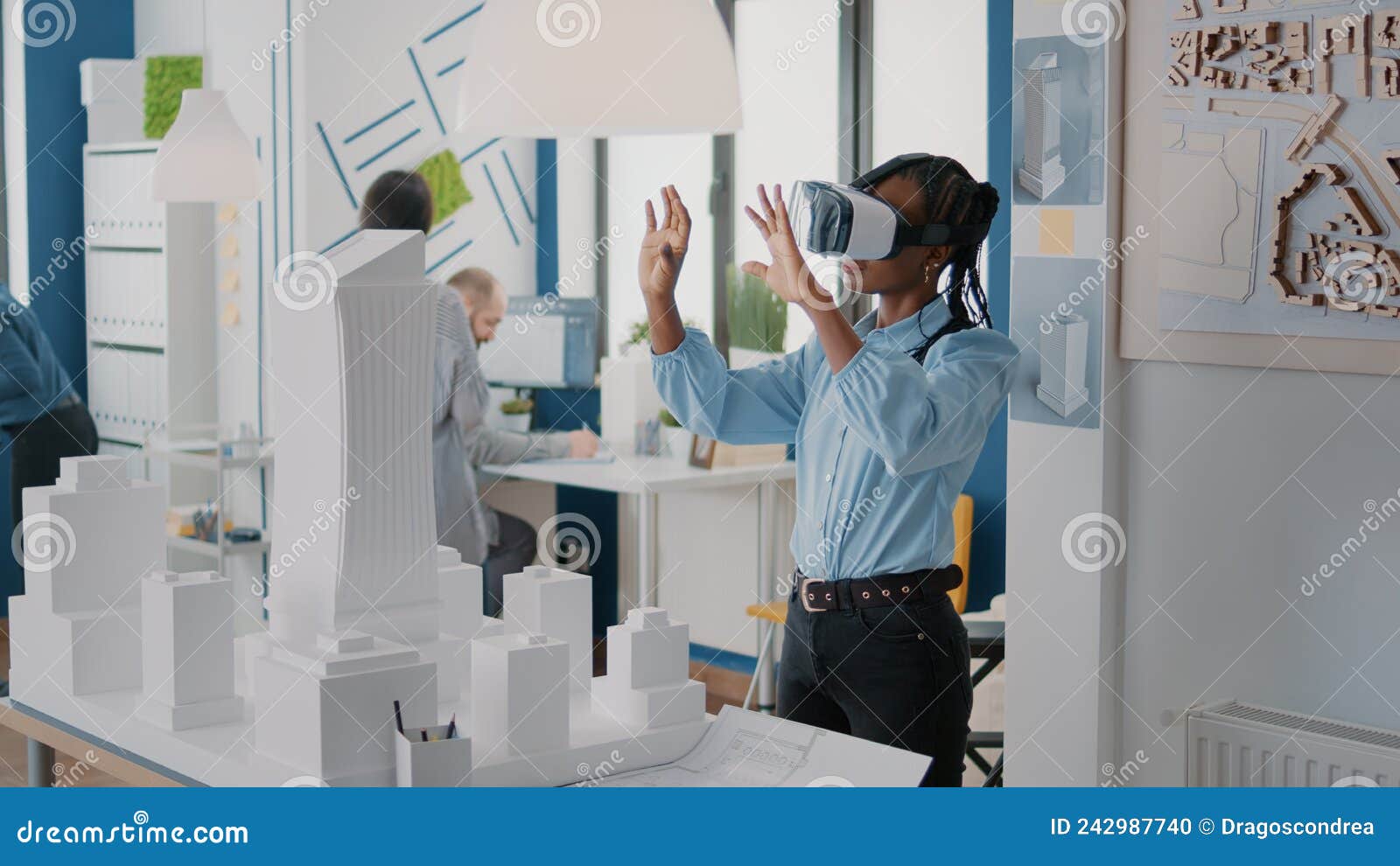 Architect Using Vr Glasses To Design Building Model and Construction ...
