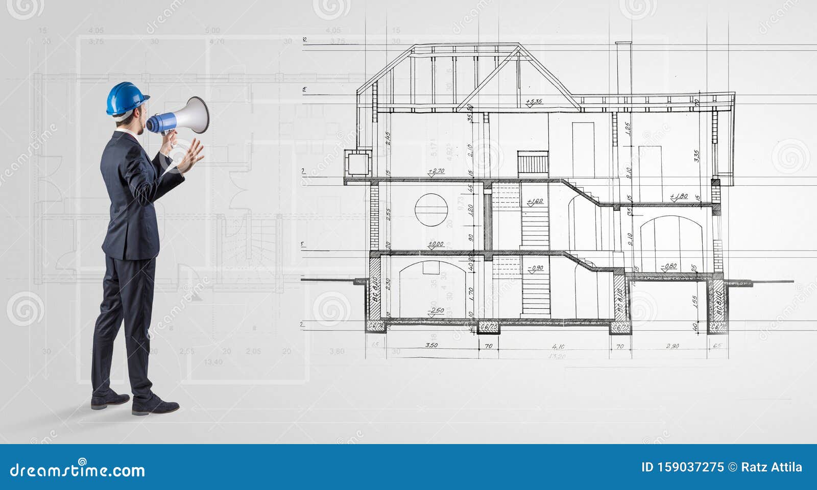 Architect Looking To a House Plan Stock Image - Image of draft, drawn ...