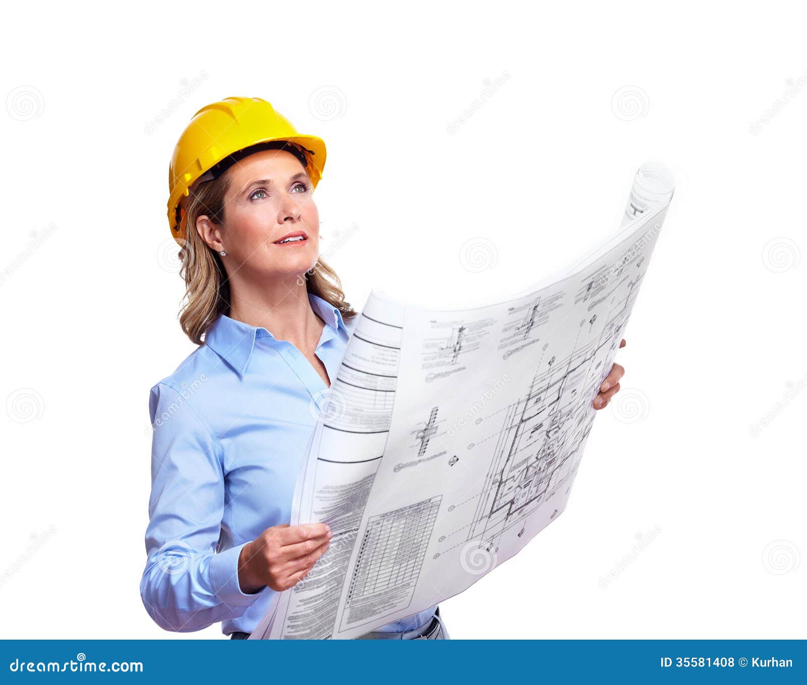 Architect Woman with a Plan. Stock Photo - Image of construction, house ...