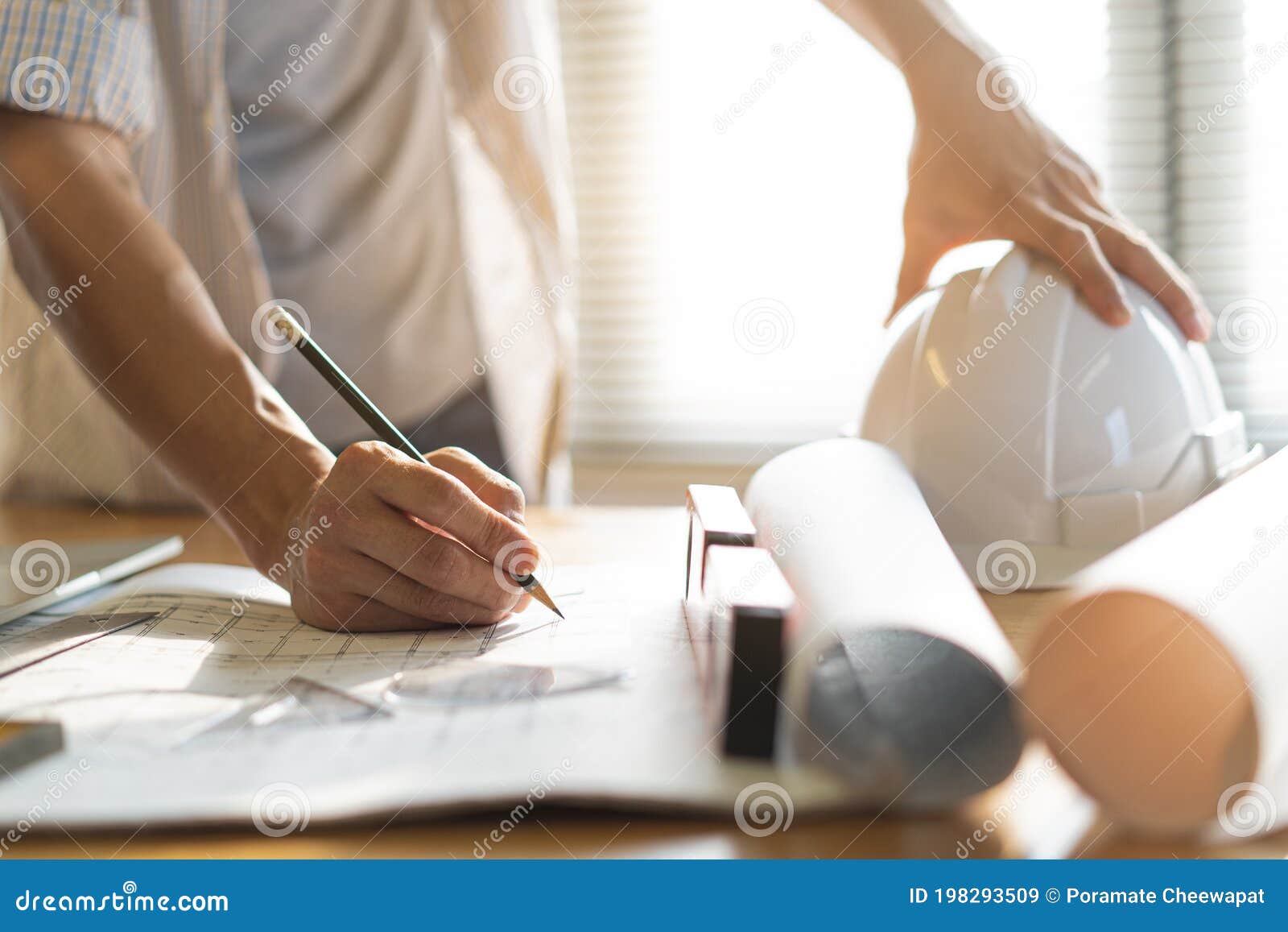 Architect Work - Drawing Sketch Plans Blueprints With Color Palette For ...