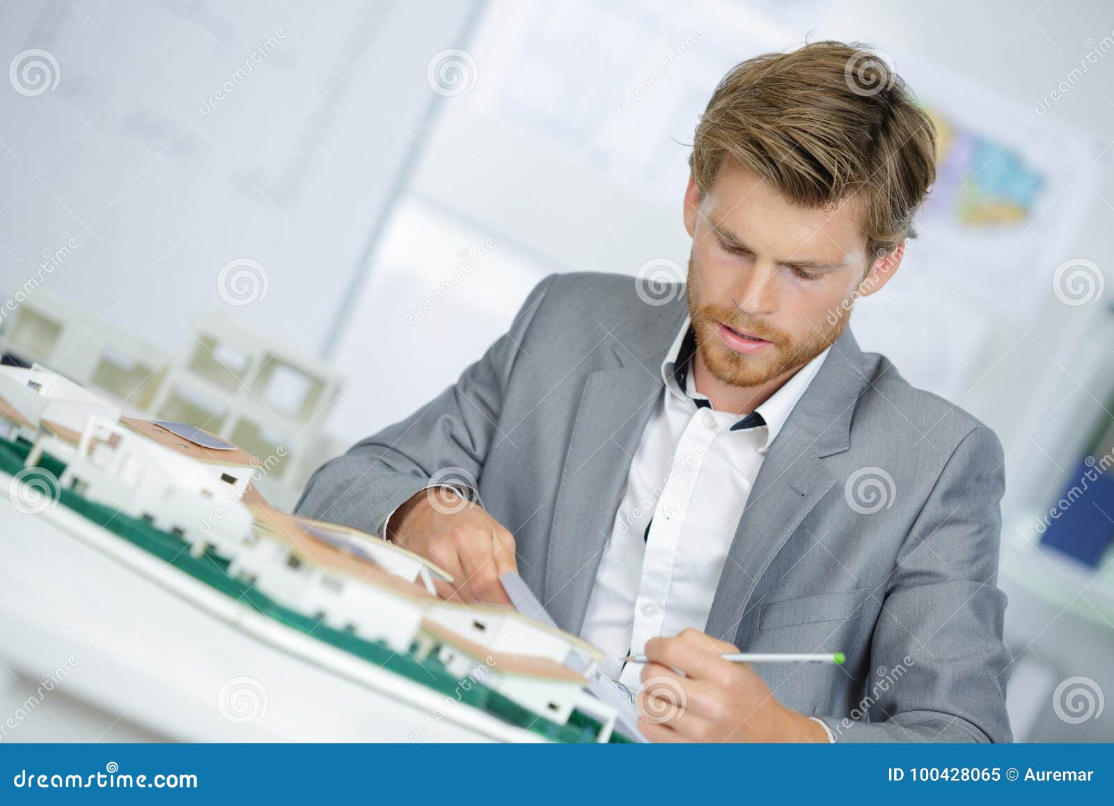 Architect at Work in Office Stock Image - Image of adult, investment ...