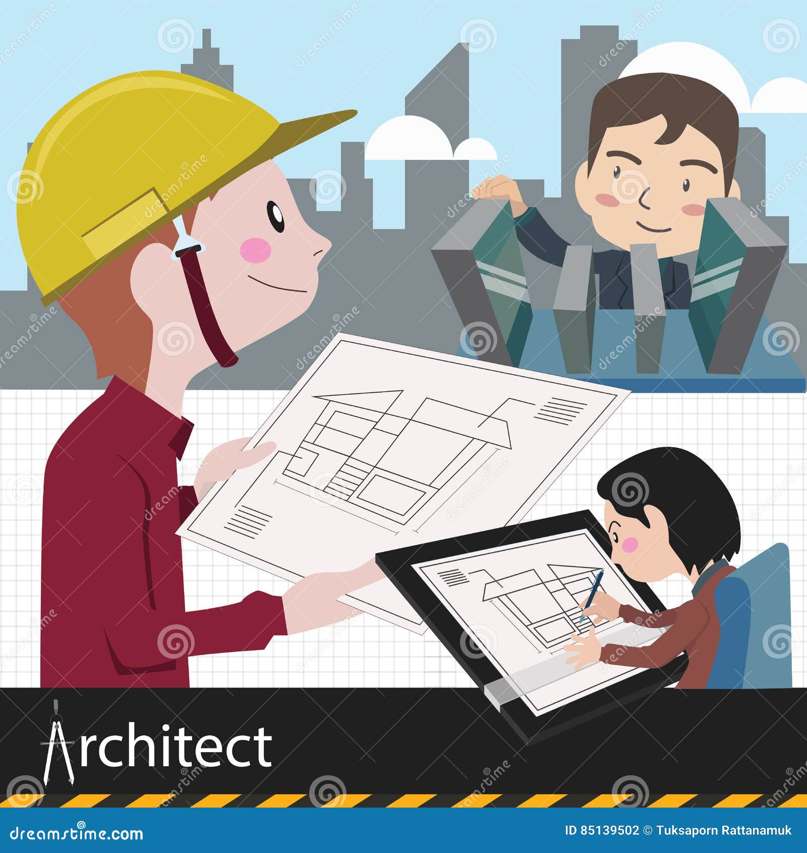 Architect work project stock vector. Illustration of interior - 85139502