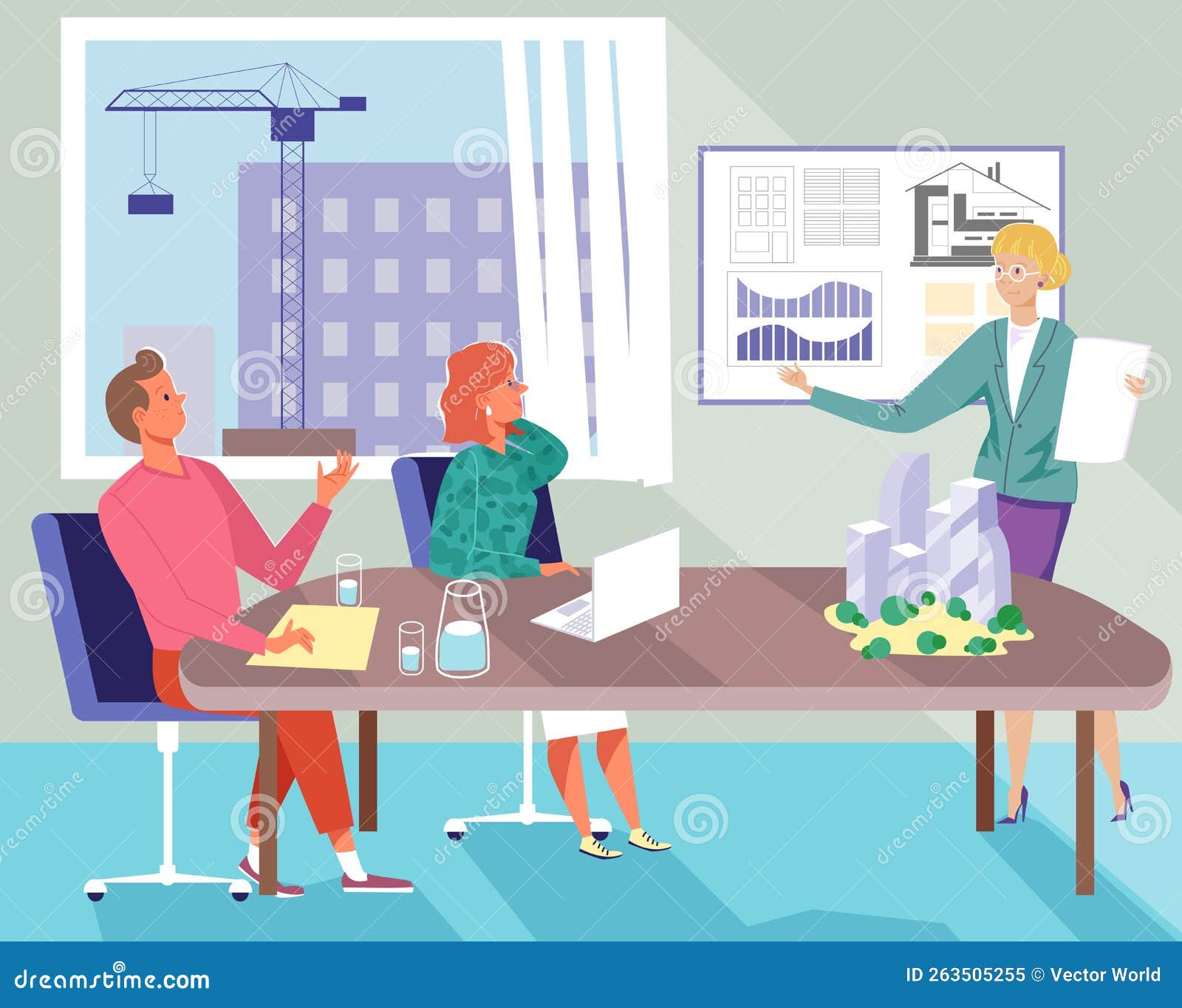 Architect Work with Project, Vector Illustration, Flat People Engineer ...