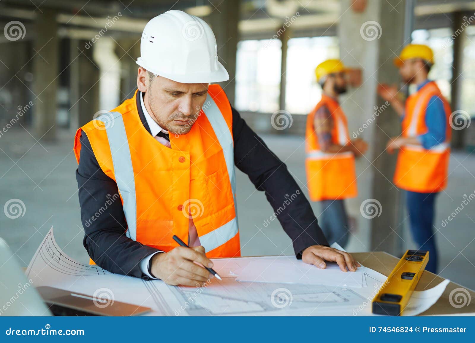 Architect at work stock photo. Image of young, blueprint - 74546824