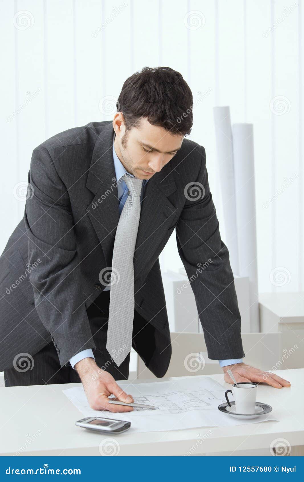 Architect working stock photo. Image of business, alone - 12557680