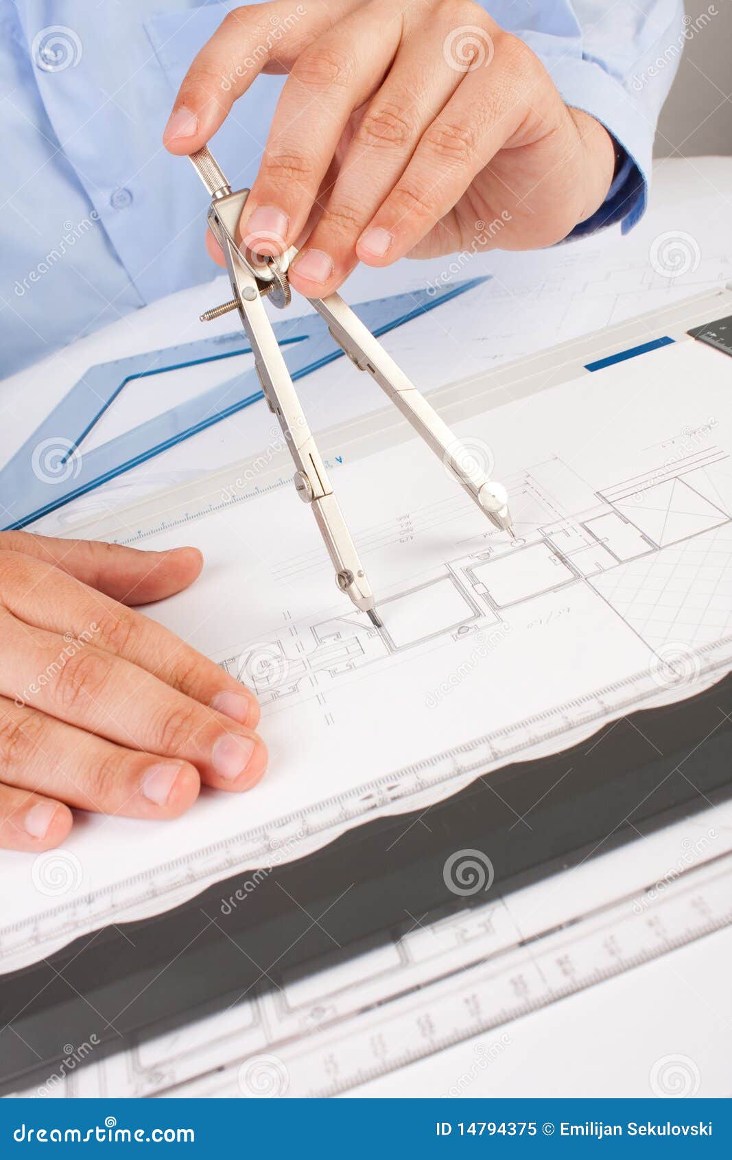 Architect Working on Architectural Plans Stock Image - Image of ...