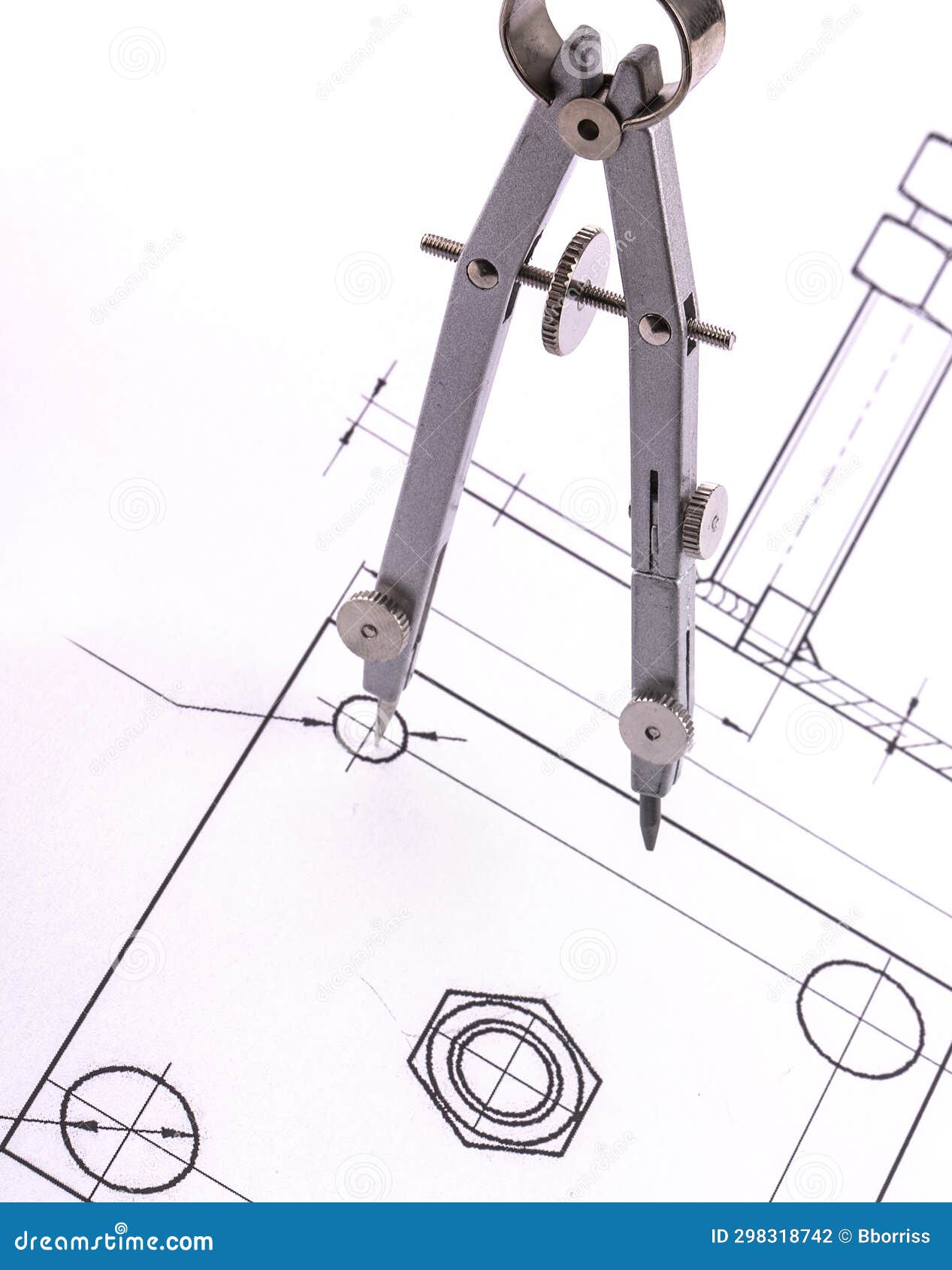Architect Working on a Blueprint, Close Up on Hand and Blueprint Stock ...