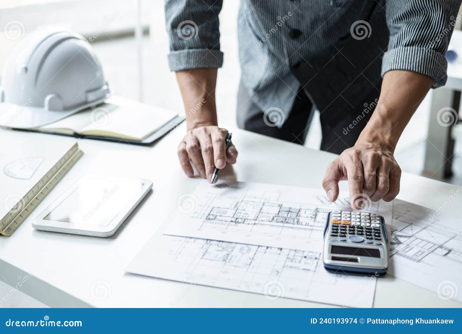 Engineering Dividers Tools And Vernier Scale On Blueprint Backgr Stock ...