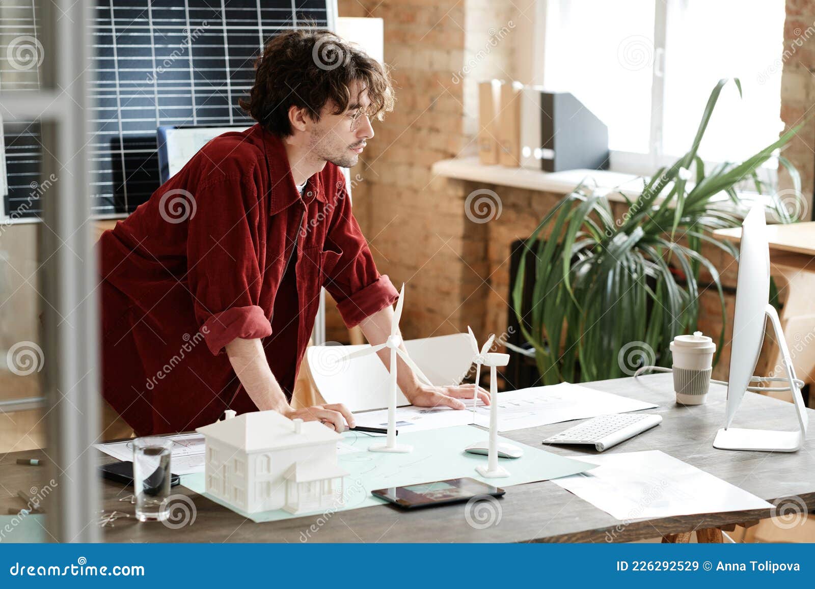 Architect Working on Computer at Office Stock Image - Image of project ...