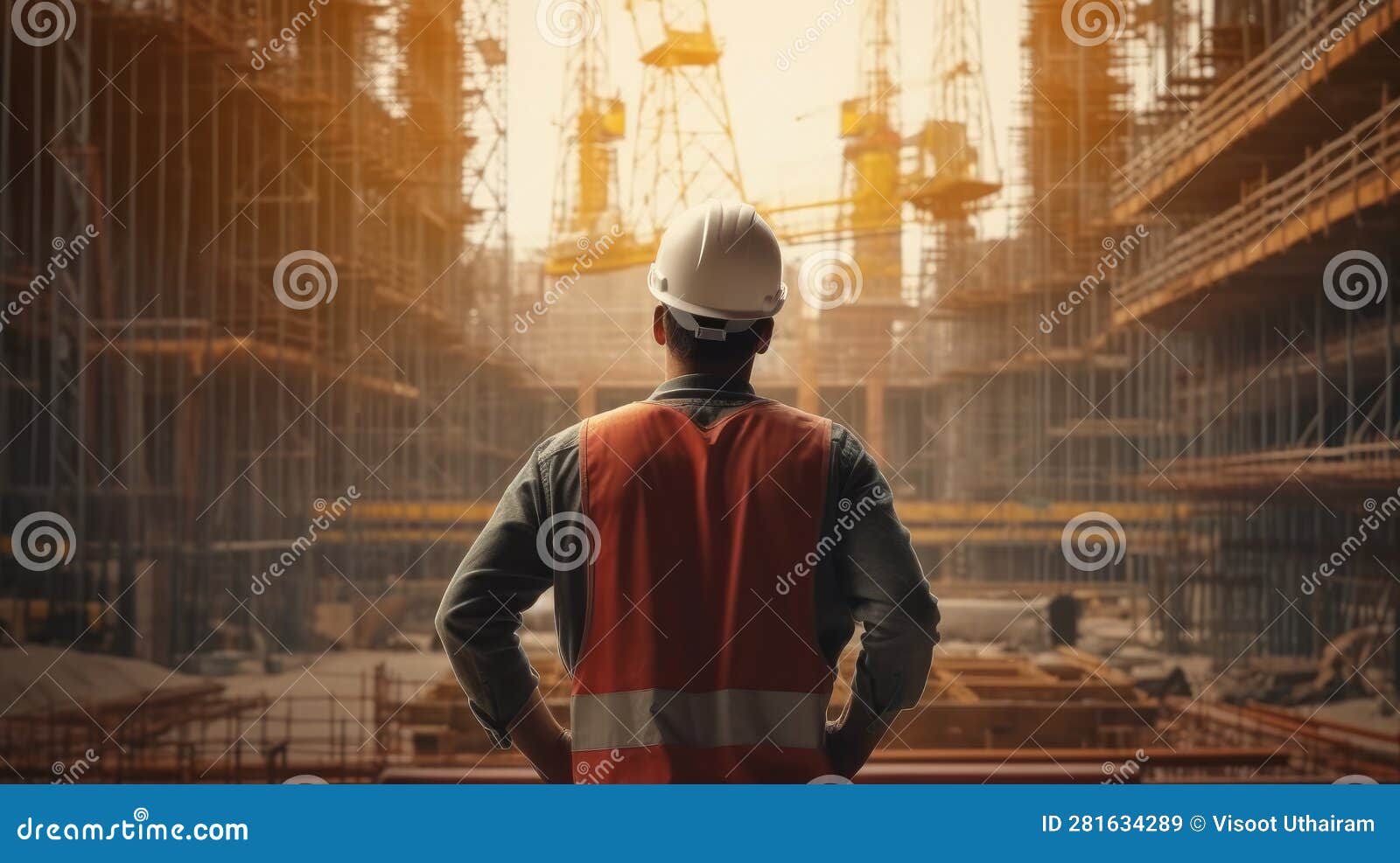 Architect Working In Construction Site For Planning, Engineer, Builder ...