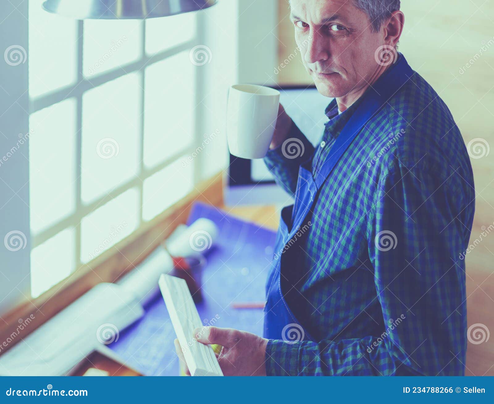 Architect Working on Drawing Table in Office Stock Photo - Image of ...