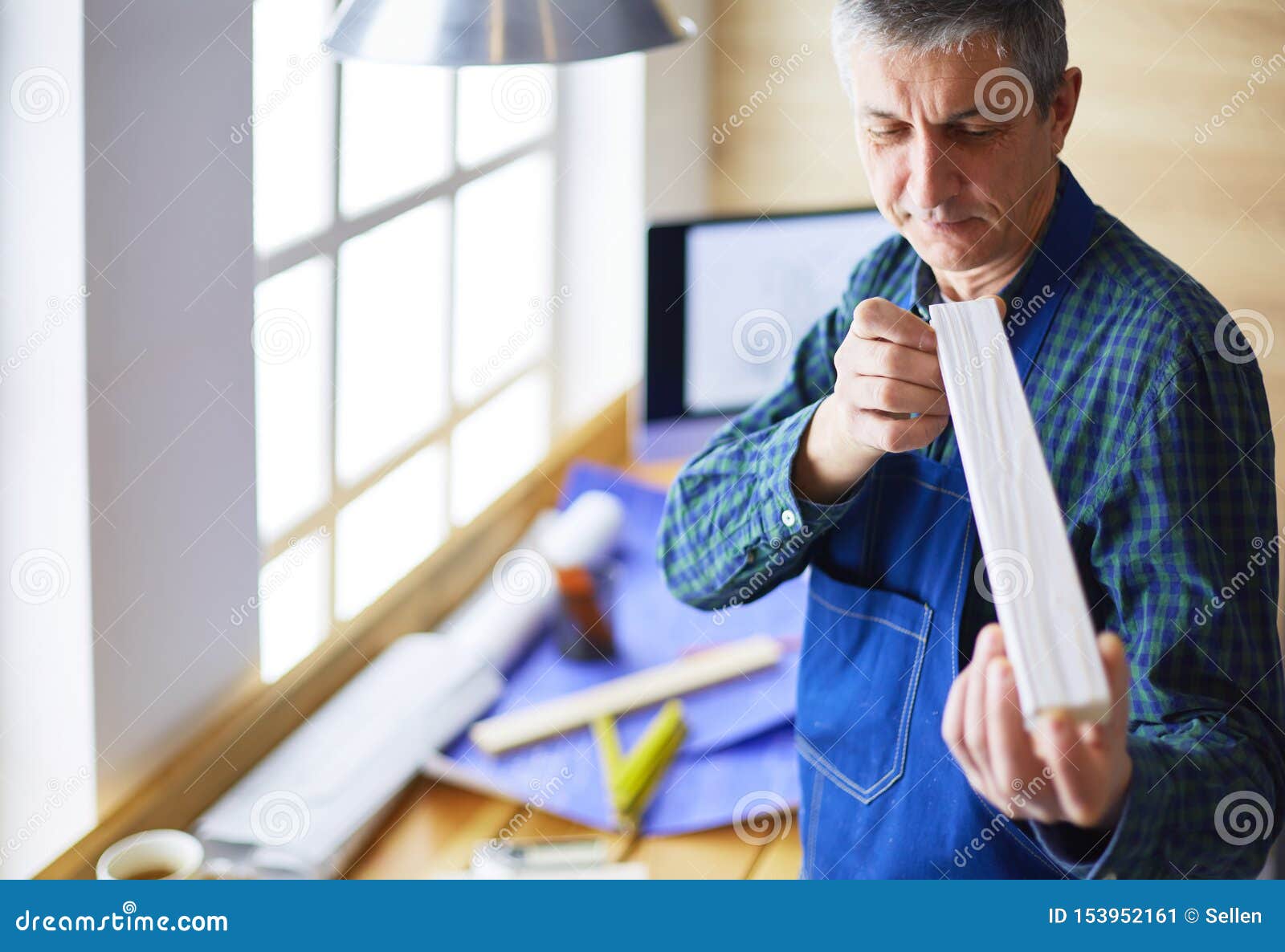 Architect Working on Drawing Table in Office Stock Image - Image of ...
