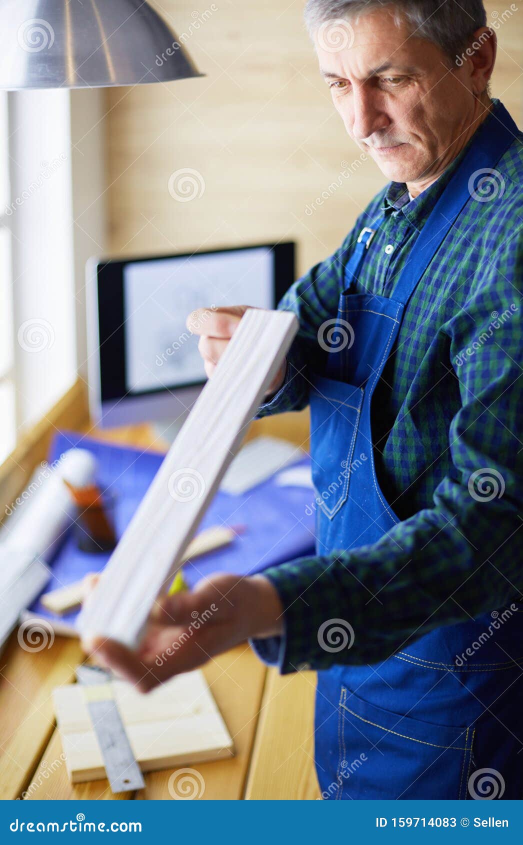 Architect Working on Drawing Table in Office Stock Image - Image of ...