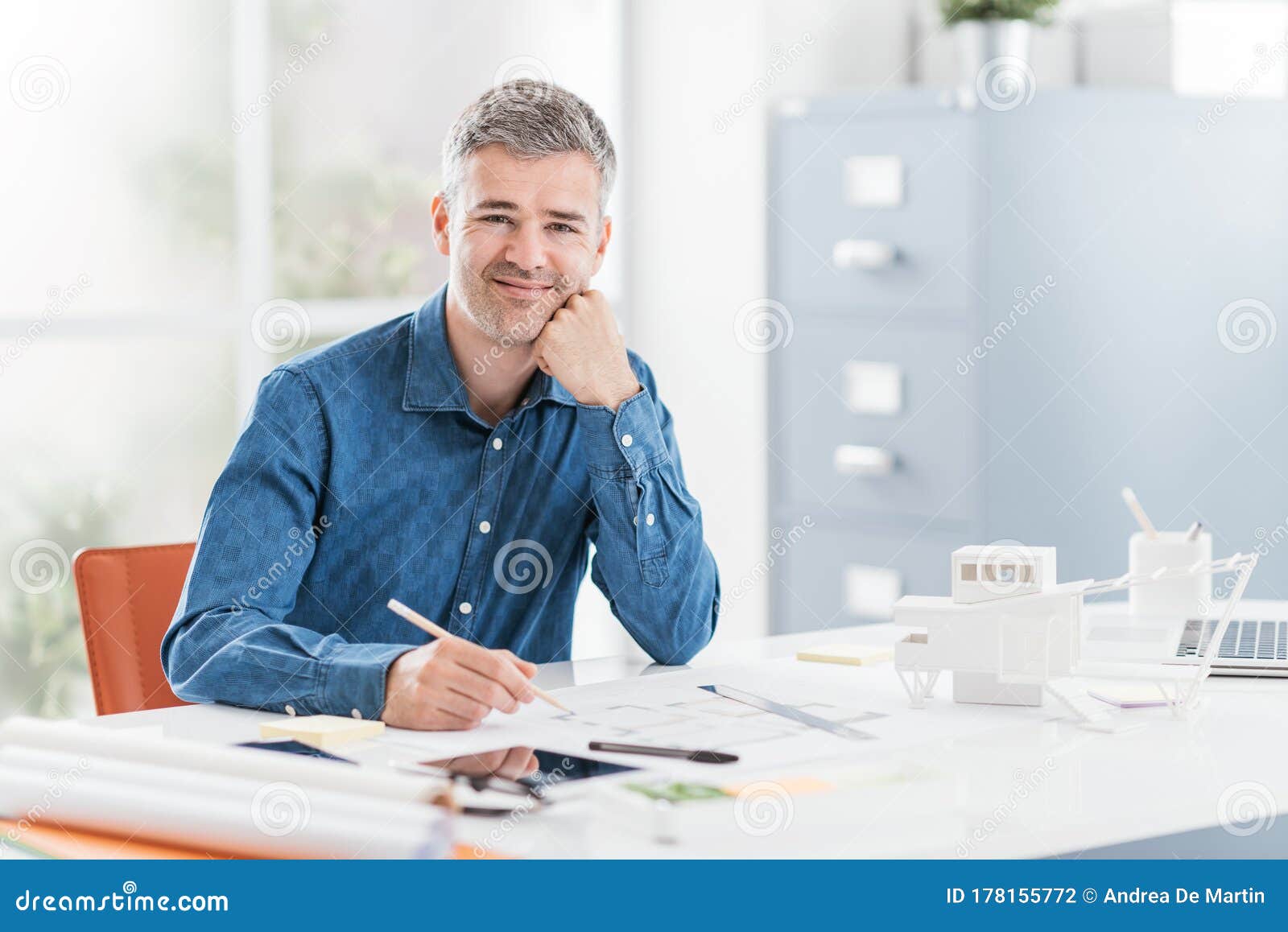 Architect Working in His Office Stock Photo - Image of expert ...