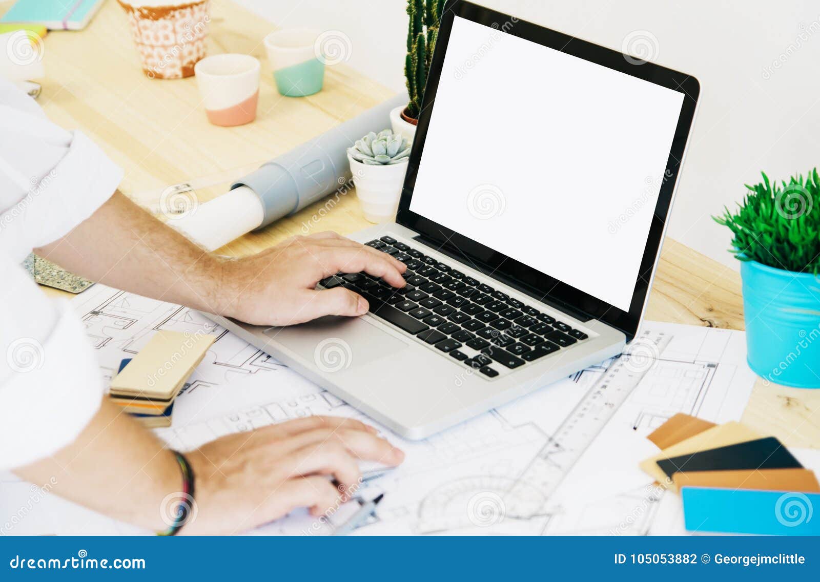 Architect Working with Laptop Stock Photo - Image of construction ... Architect Working with Laptop Stock Photo - Image of construction ...