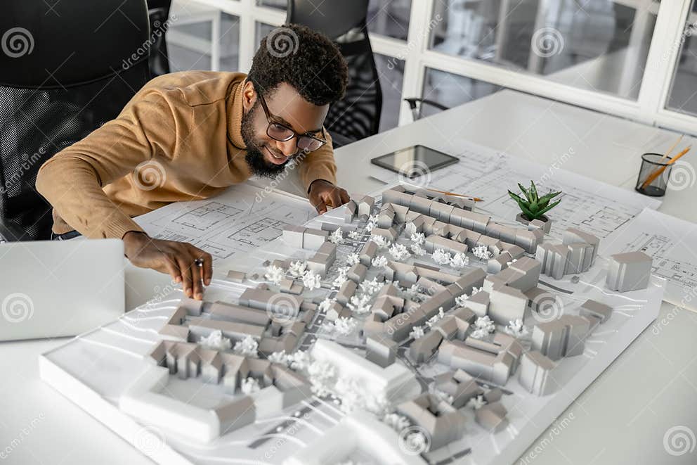 Architect Working on Miniature Project and Looking Inspired Stock Image ...