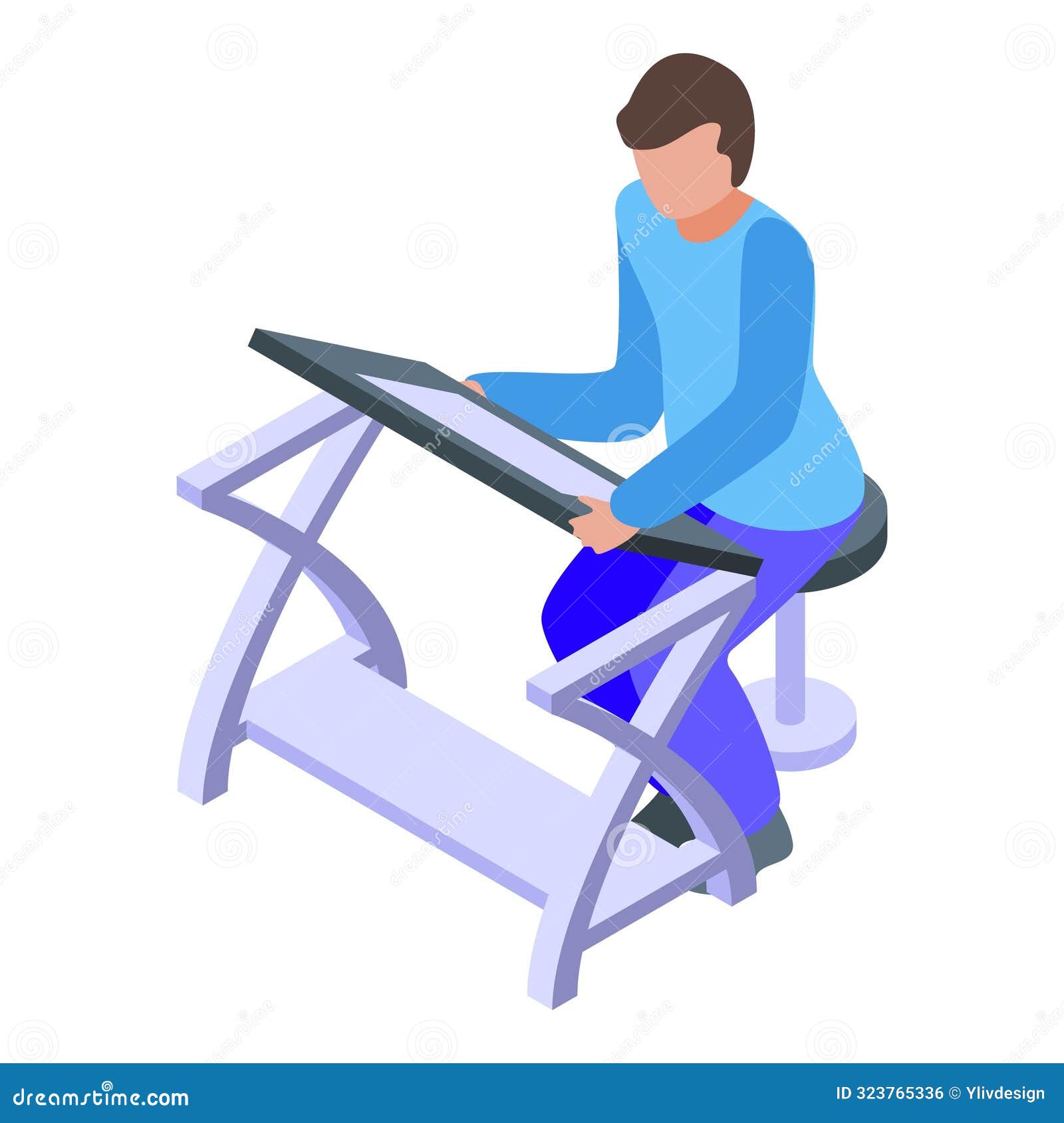 Architect Working on a New Project Using a Drawing Board Sitting on a ...