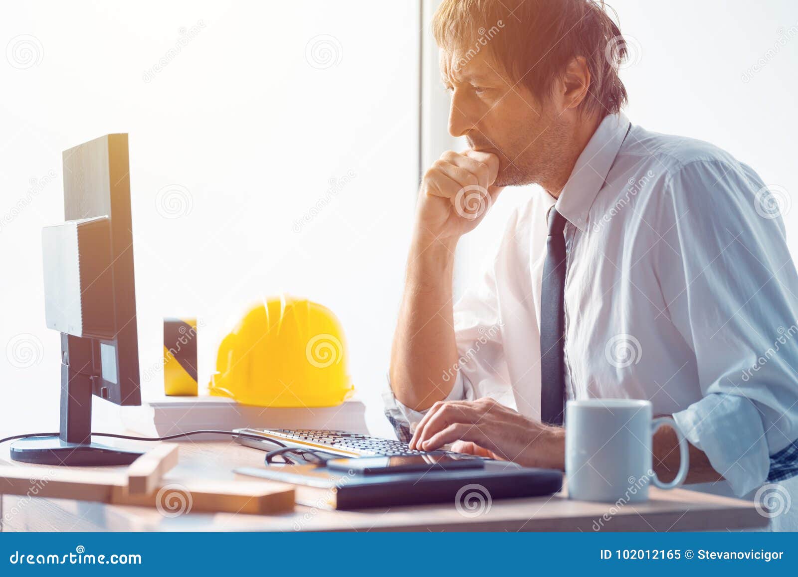 Architect and Construction Engineer Working in Office Stock Image ...