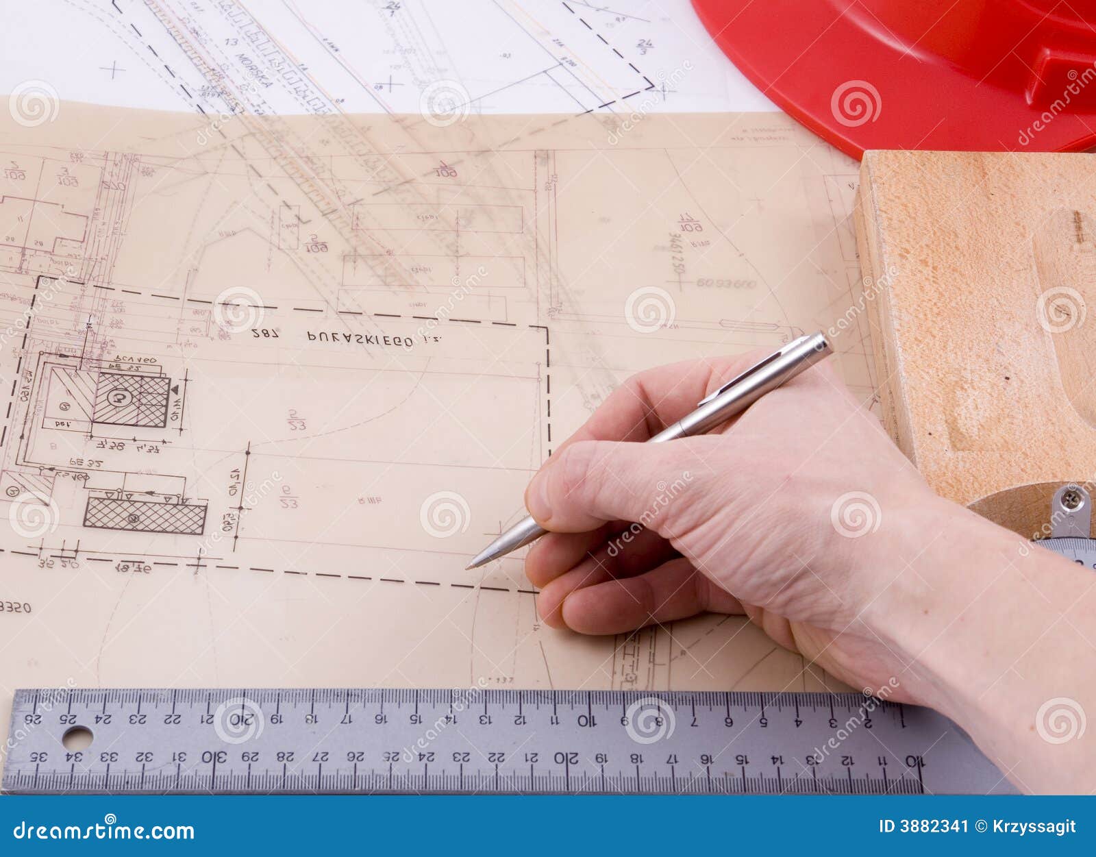 Architect working on plan stock image. Image of planning - 3882341