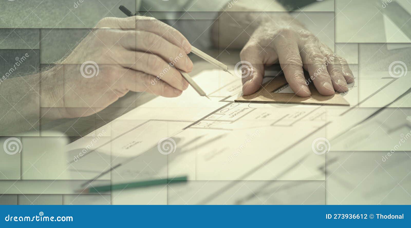 Architect Working on a Project, Geometric Pattern Stock Illustration ...