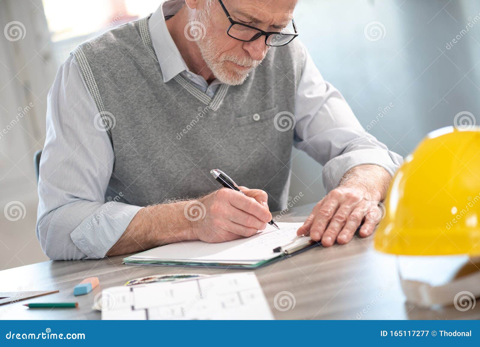 Architect Working on a Project Stock Image - Image of office, house ...