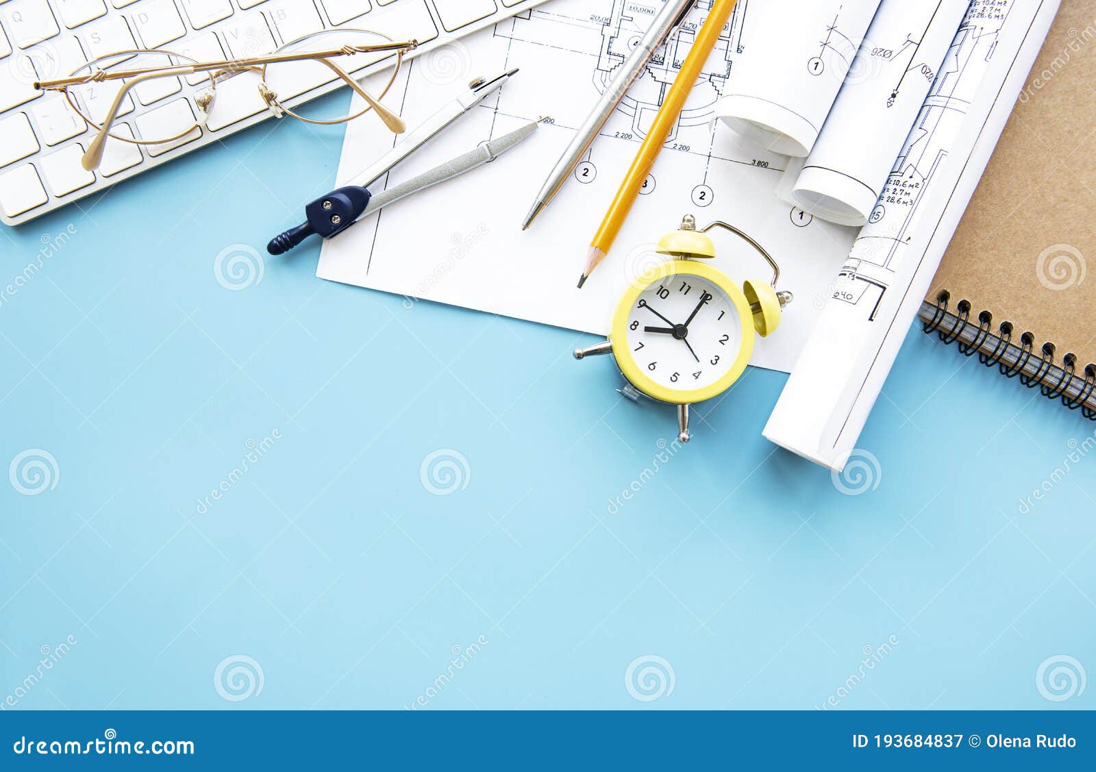 Architect Workplace Top View Stock Image - Image of house, business ...