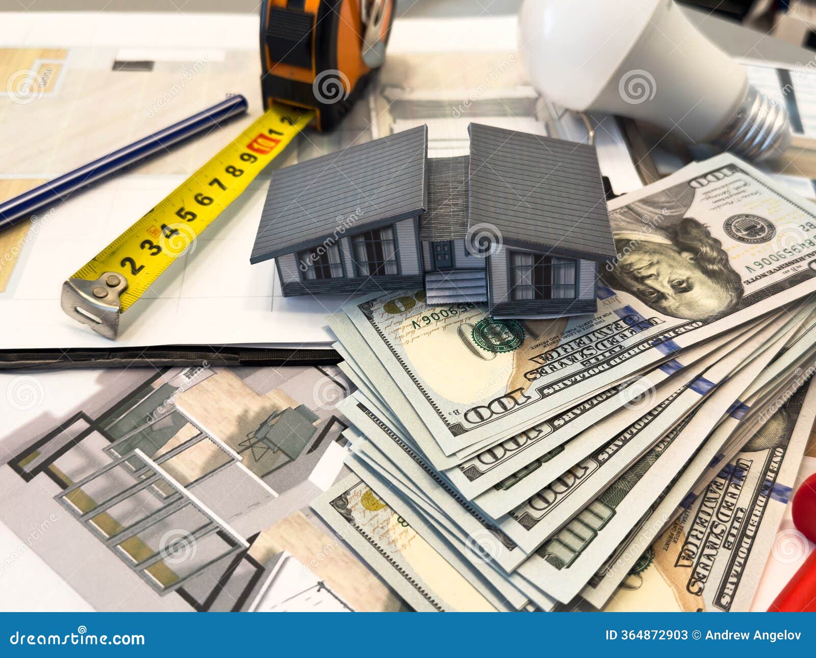 Architect Workplace Top View. Architectural Project, Blueprints ...