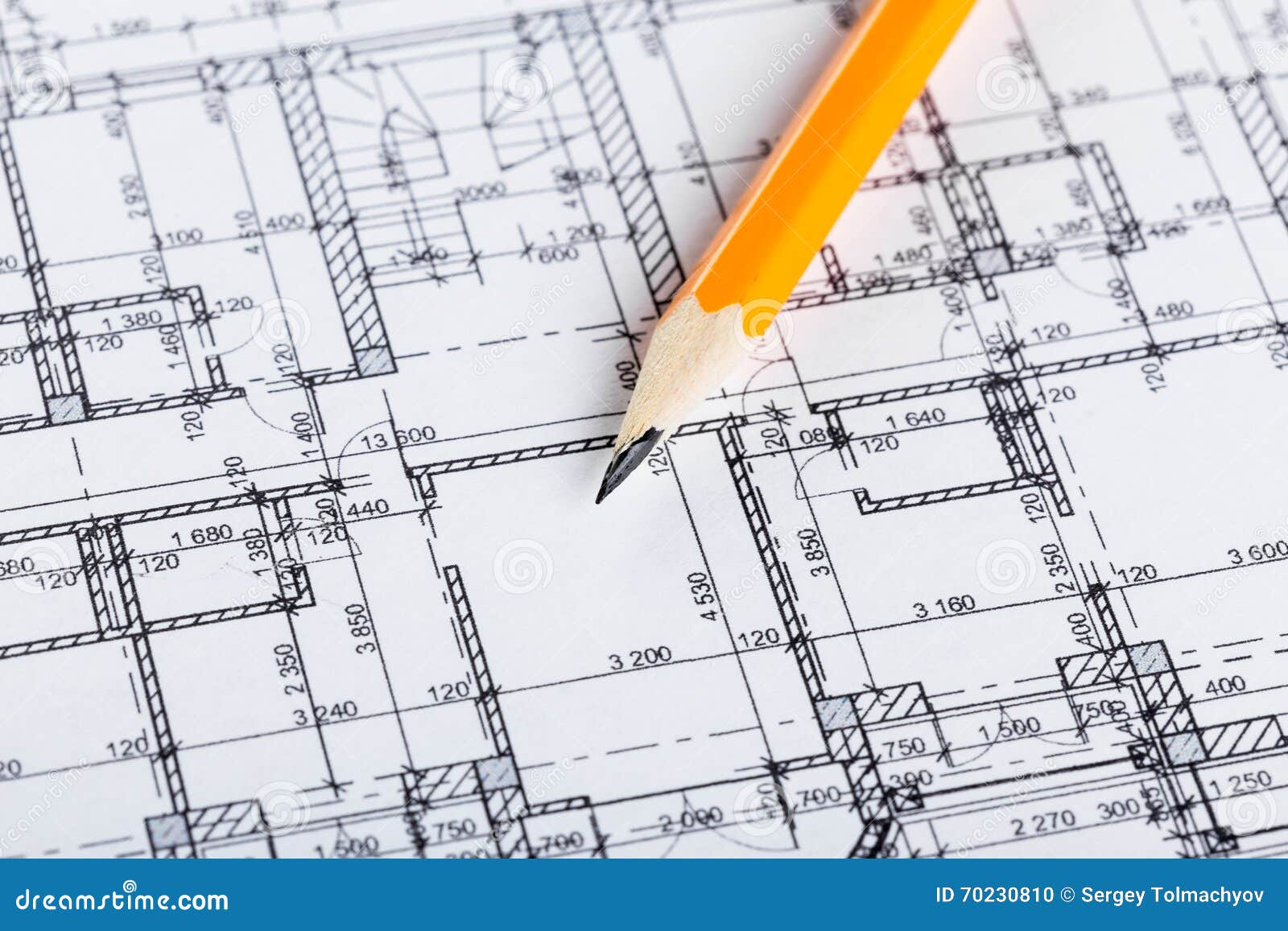 Architect Worplace Top View. Architectural Project, Blueprints ...