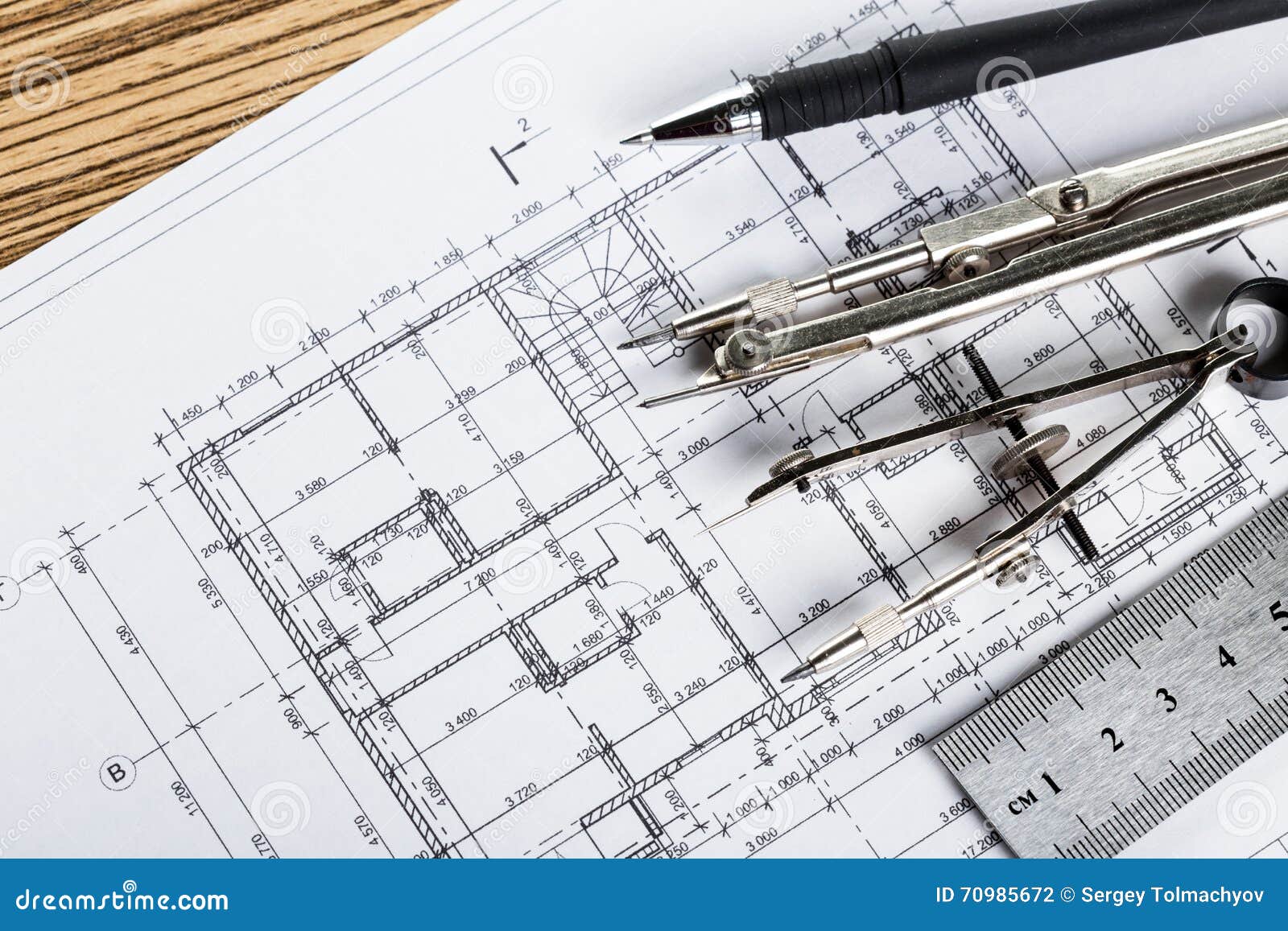 Architect Worplace Top View. Architectural Project, Blueprints ... Architect Worplace Top View. Architectural Project, Blueprints ...