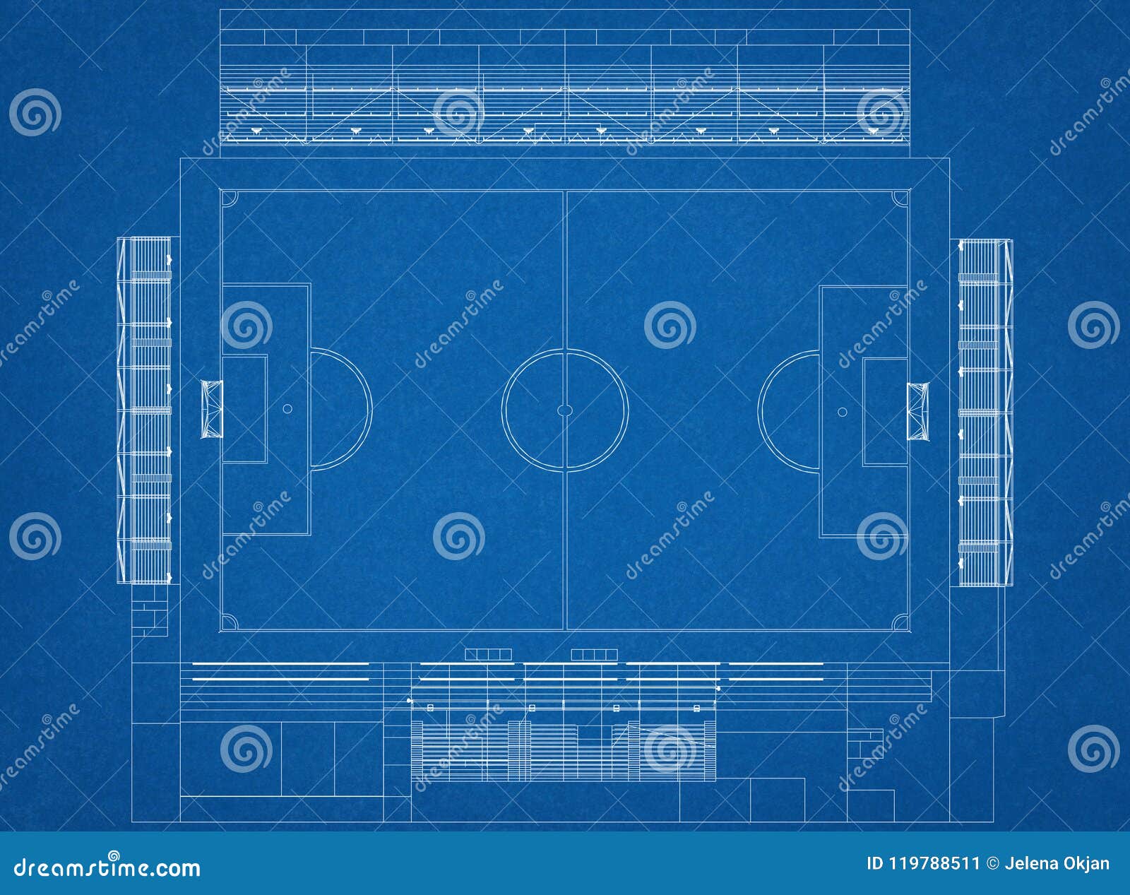 Architecte Blueprint De Terrain De Football Illustration Stock ...