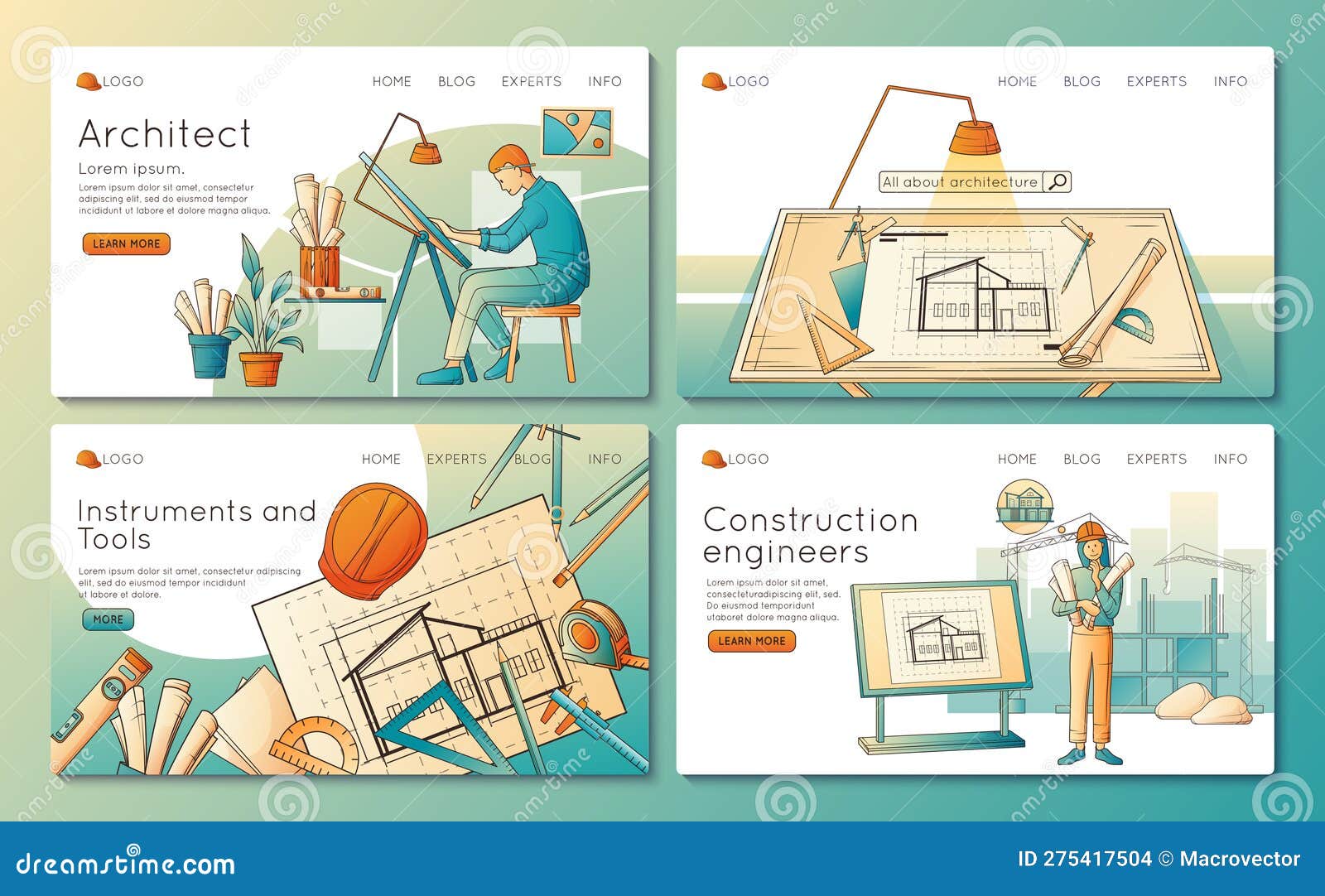 Architects Banners Set stock vector. Illustration of elements - 275417504