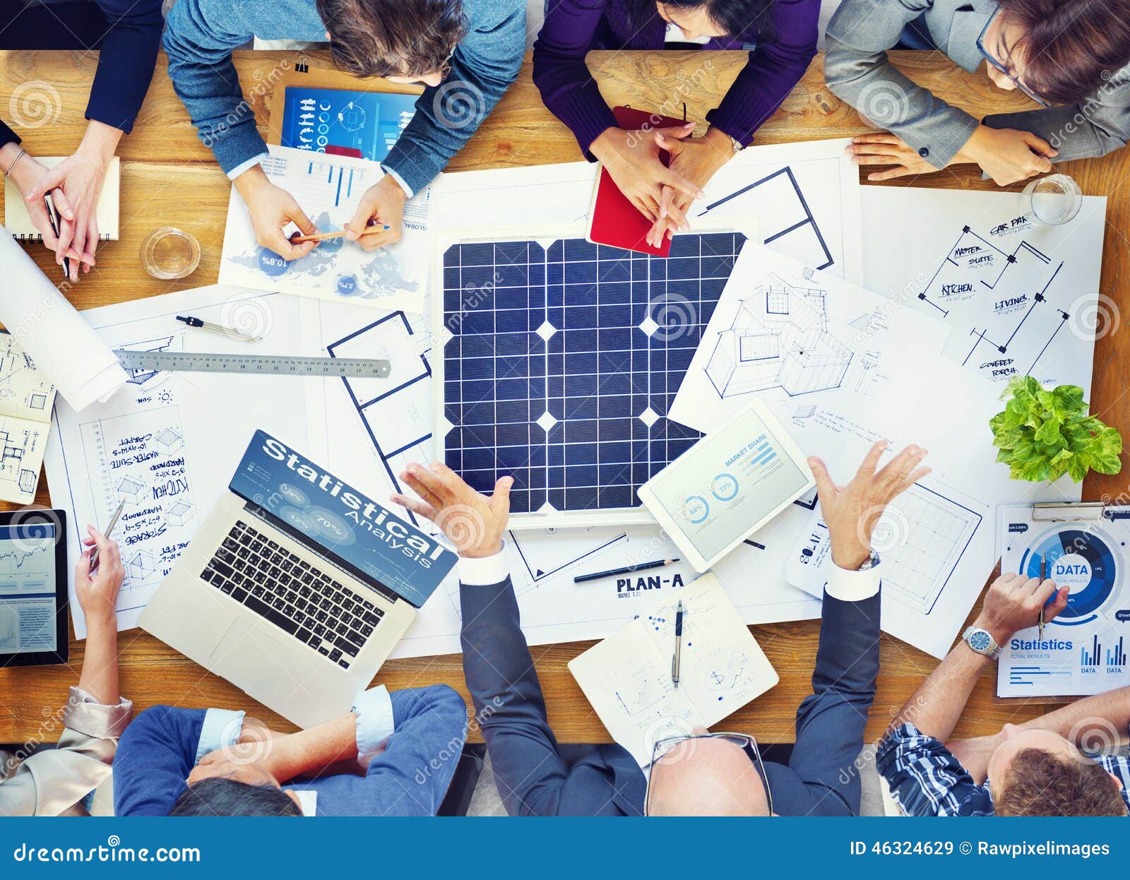 The Architects Brainstorming with Blueprint Stock Image - Image of ...