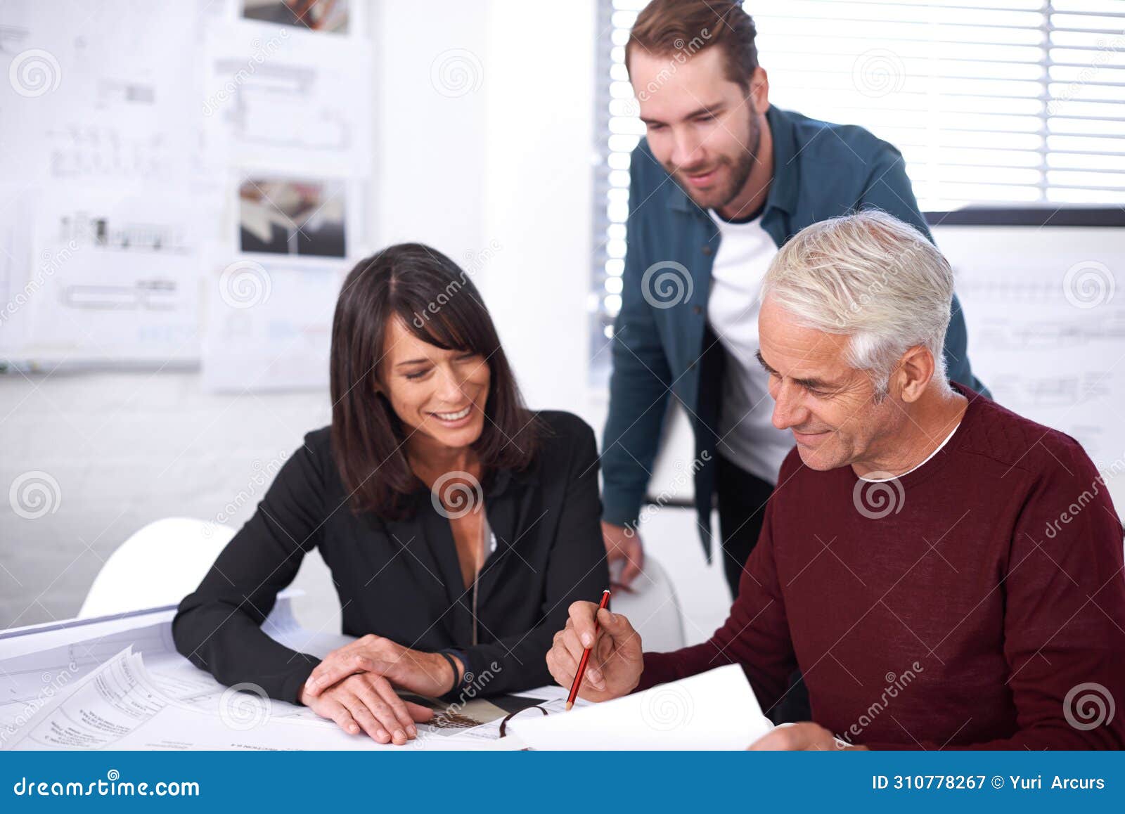 Architects, Collaboration and Smile with Blueprint, Design and ...