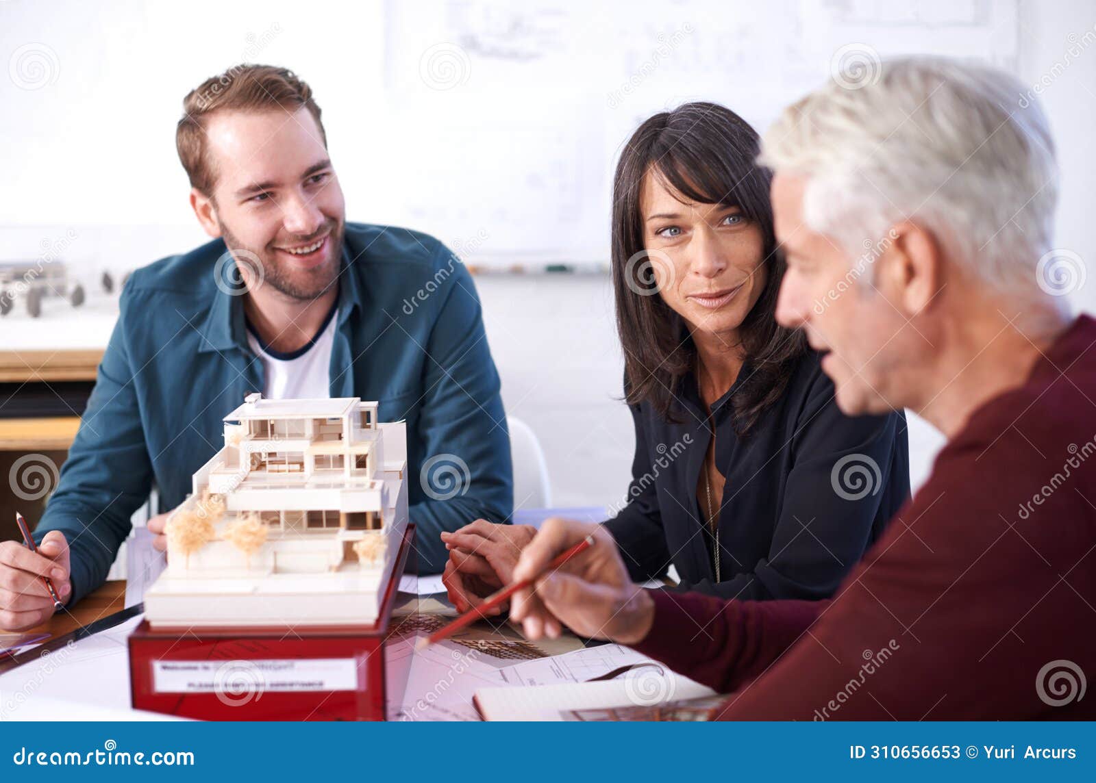 Architects, Collaboration and Smile with Building Model, 3d Design and ...