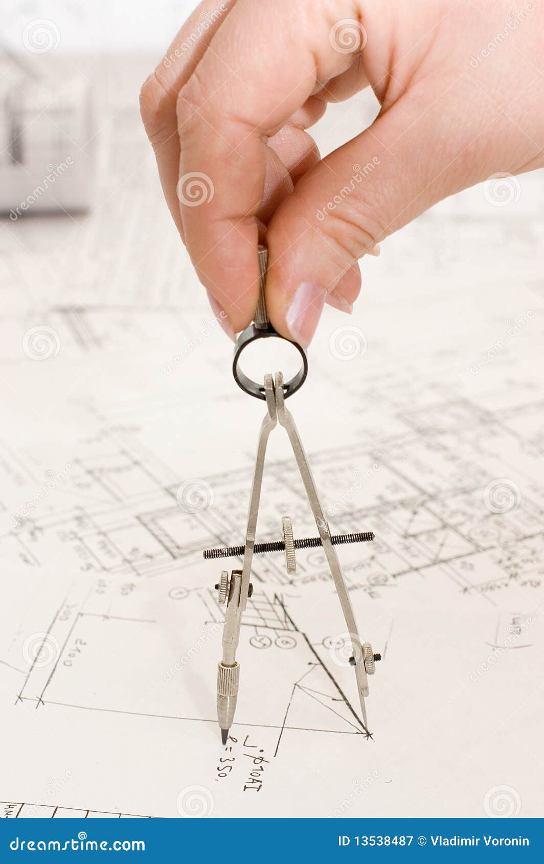 Architects Compass in a Female Hand Stock Image - Image of hand ...