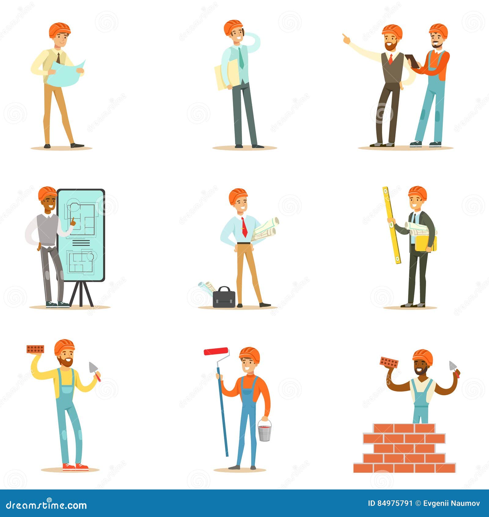 Architects And Construction Workers House Construction Process From ...