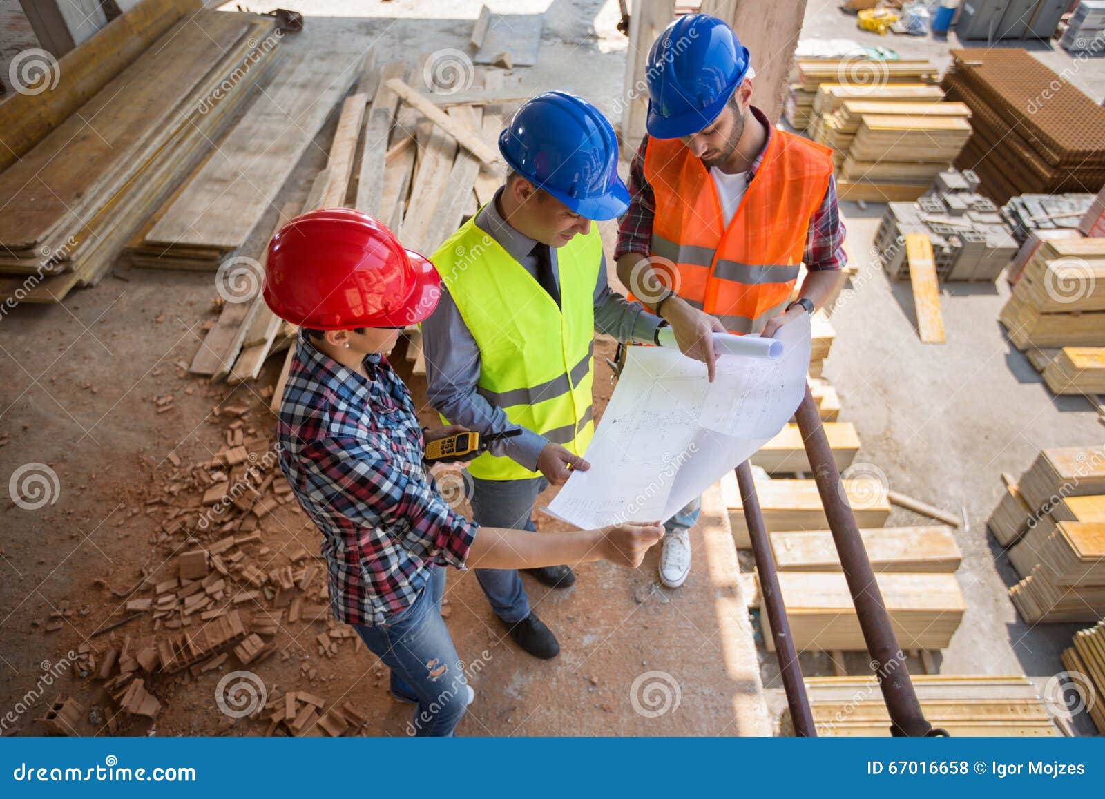 Architects Consulting Each Other about Construction Plan Stock Photo ...