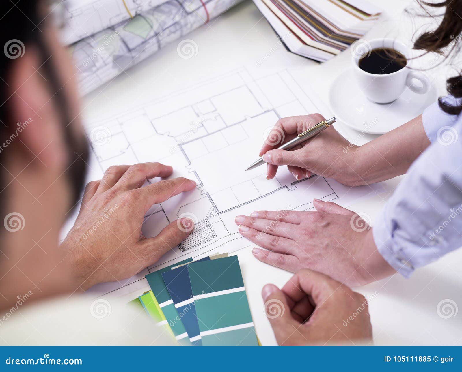 Architects Discussing the Project Stock Image - Image of house ...