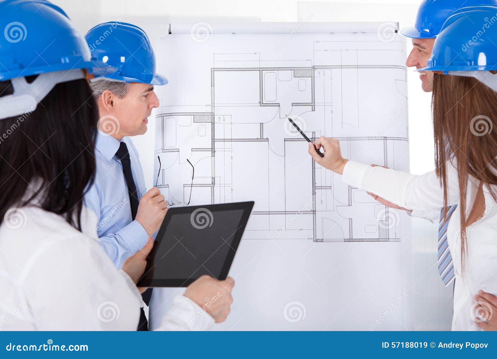 Architects Discussing Project Stock Image - Image of instrument ...