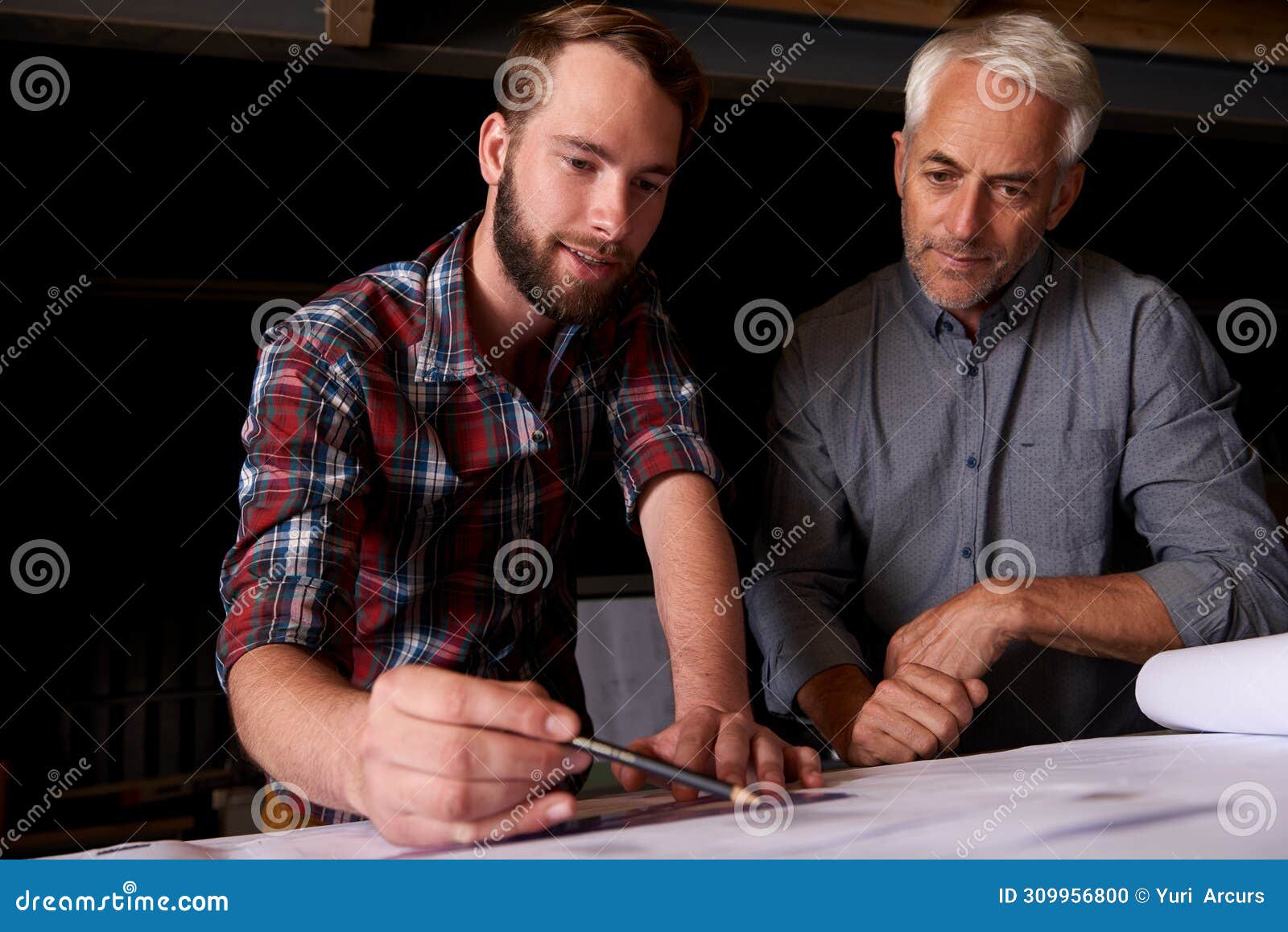 Architects, Discussion and Men with Blueprint in Office for Building ...