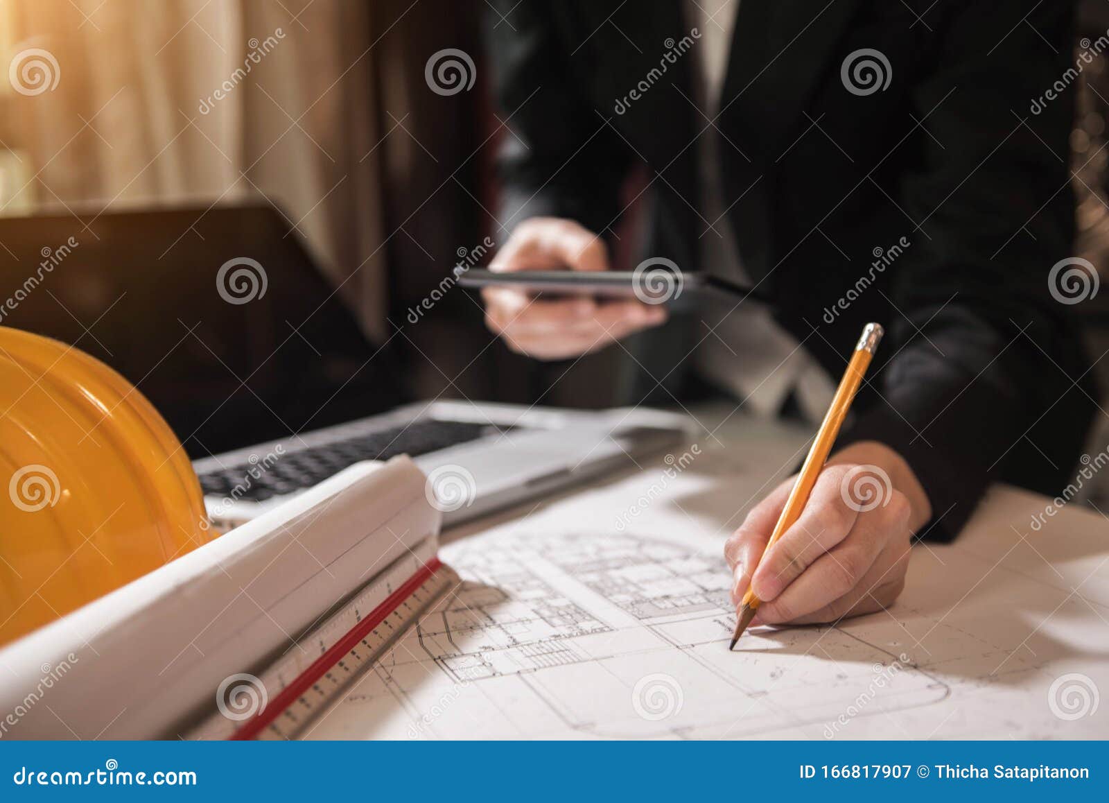 Architects or Engineer Holding Pen Pointing Equipment Architects on the ...