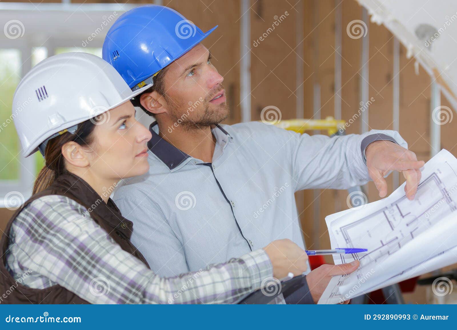 Architects Engineers Discussing Project at Construction Site Stock ...