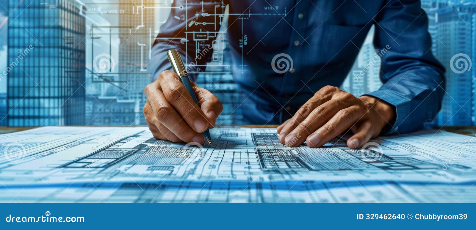 Architects and Engineers Drafting Skyscraper Blueprints for High-rise Buildings Stock ...